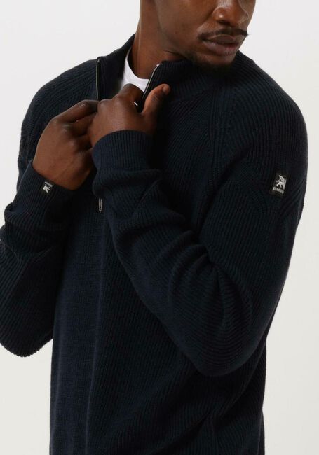 Donkerblauwe VANGUARD Trui HALF ZIP COLLAR COTTON MOULINE | Omoda