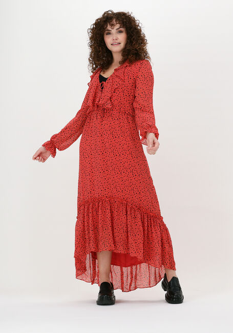 Rode COLOURFUL REBEL Maxi jurk PENNY DITZY FLORAL MAXI RUFFLE | Omoda