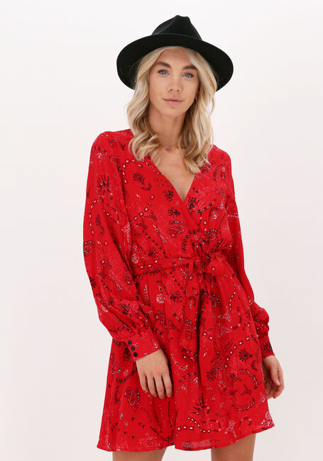 Rode ALIX THE LABEL Mini jurk LADIES WOVEN ORNAMENT FAKE WRAP DRESS | Omoda