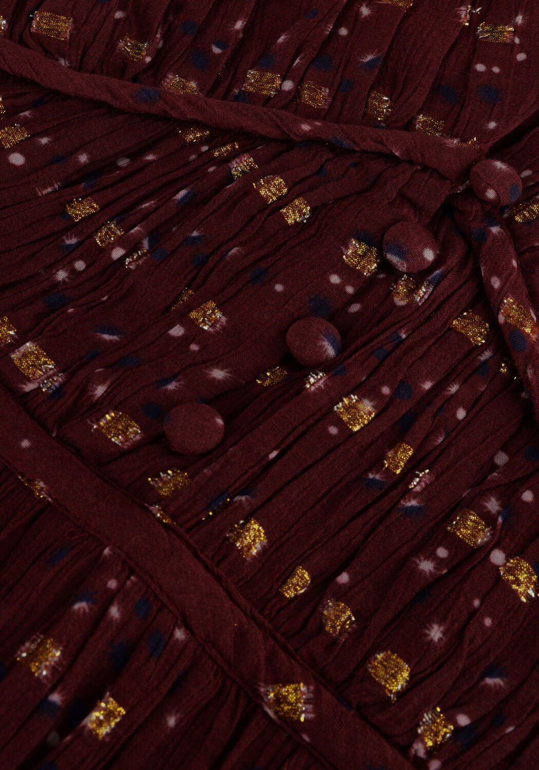 Rode SCOTCH & SODA Mini jurk LONG SLEEVED LUREX JACQUARD RUFFLE DRESS ...