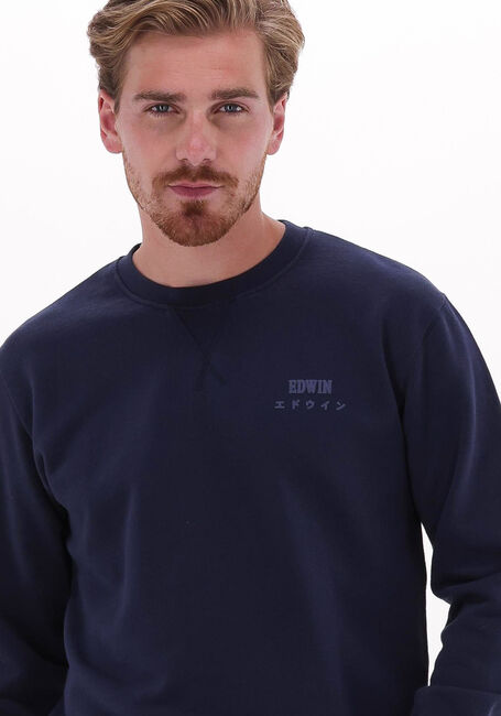 Donkerblauwe EDWIN Sweater BASE CREW SWEAT HEAVY FELPA | Omoda