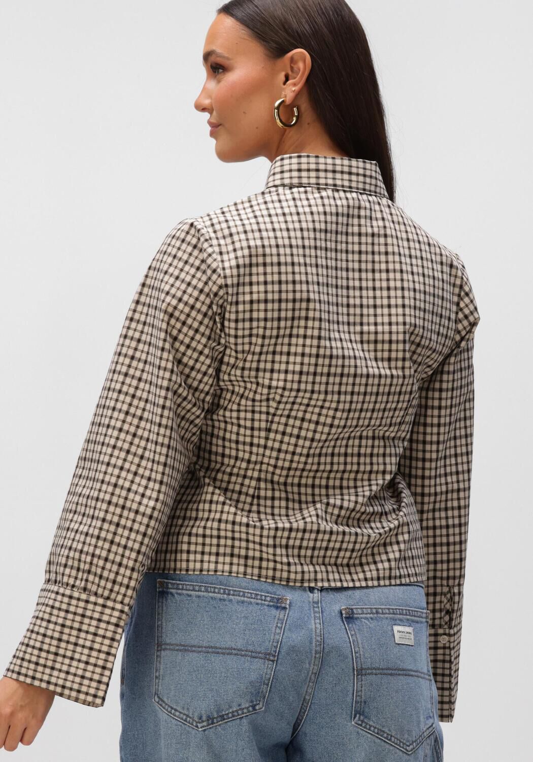 Beige NEO NOIR Tops & T-shirts ROSE CHECKED SHIRT | Omoda