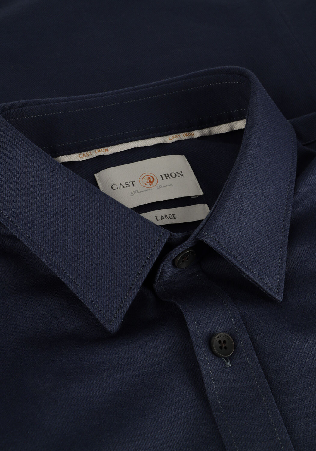 Donkerblauwe CAST IRON Klassiek overhemd LONG SLEEVE SHIRT TWILL JERSEY ...