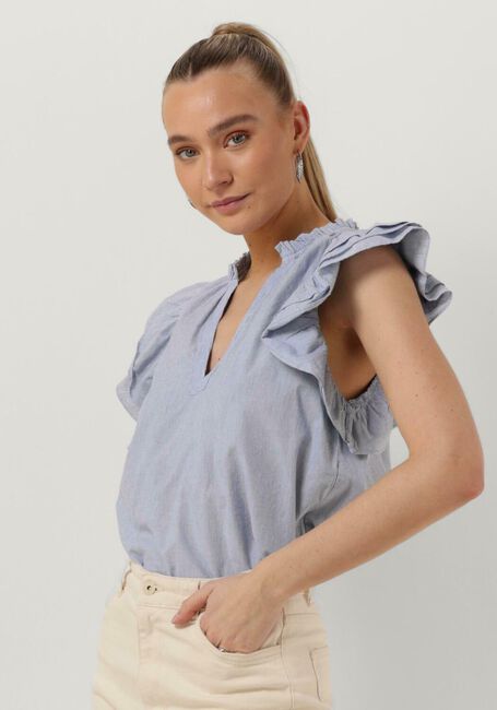 Lichtblauwe BY-BAR Top LILA PIN STRIPE BLOUSE | Omoda