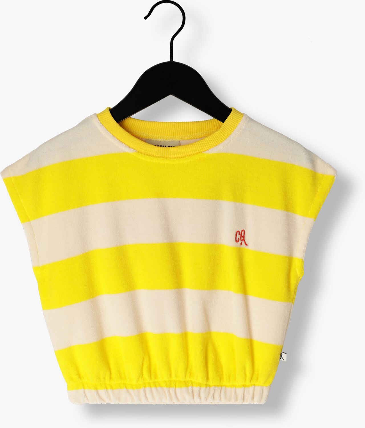 Gele CARLIJNQ Top STRIPES YELLOW - BALLOON TOP WITH EMBROIDERY | Omoda