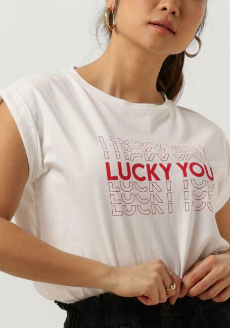 Witte BY-BAR T-shirt THELMA LUCKY YOU TOP | Omoda