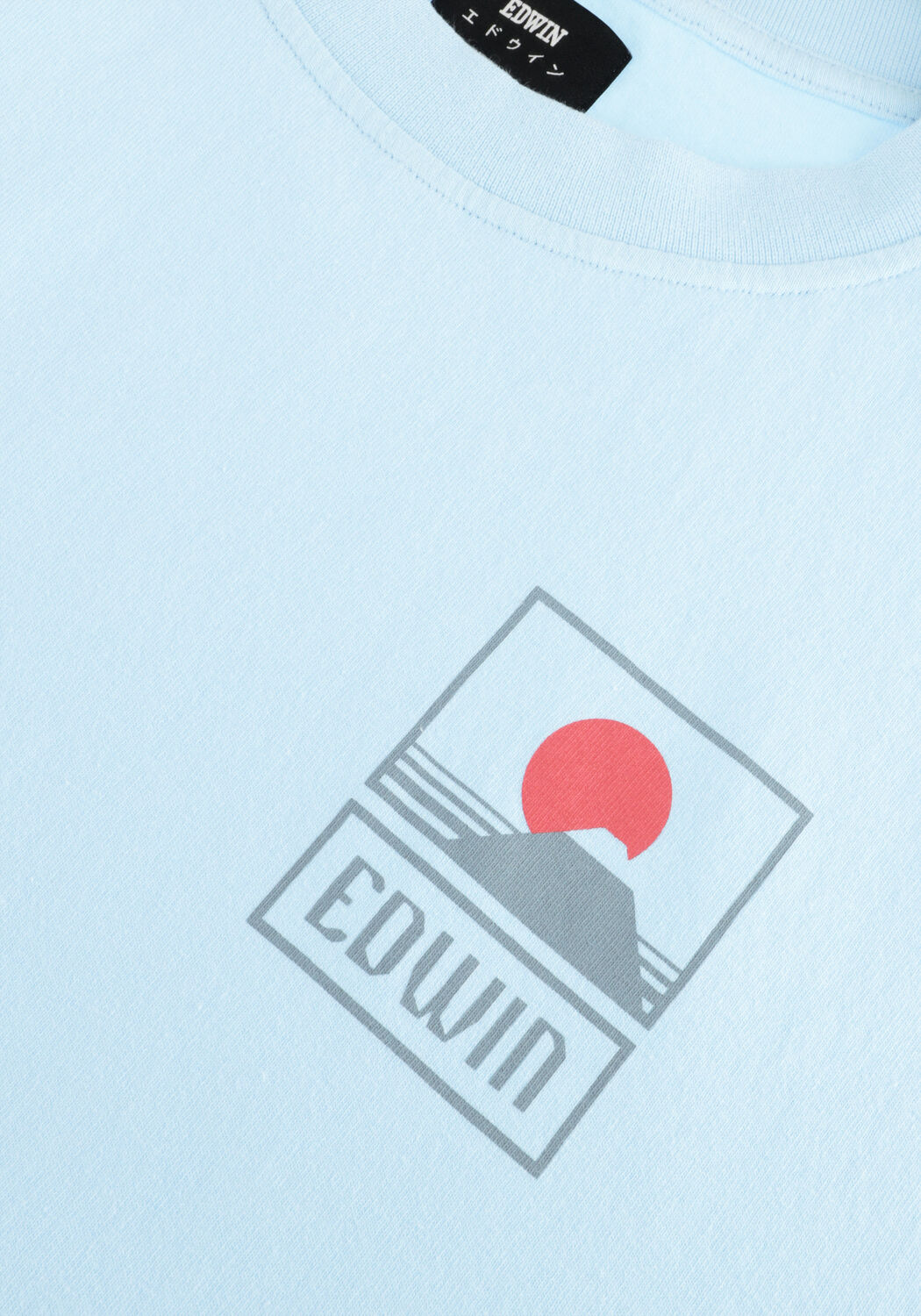 Lichtblauwe EDWIN T-shirt SUNSET ON MT FUJI TS SINGLE JERSEY | Omoda