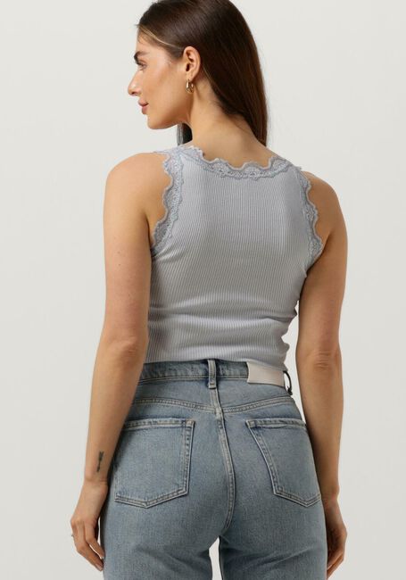 Lichtblauwe ROSEMUNDE Top SILK TOP W/ LACE | Omoda