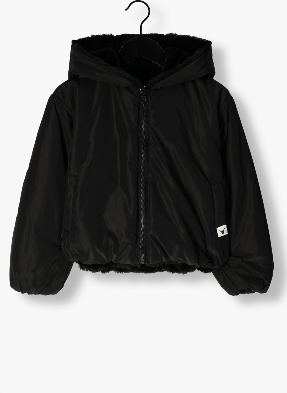 Zwarte ALIX MINI Faux fur jas REVERSIBLE JACKET | Omoda