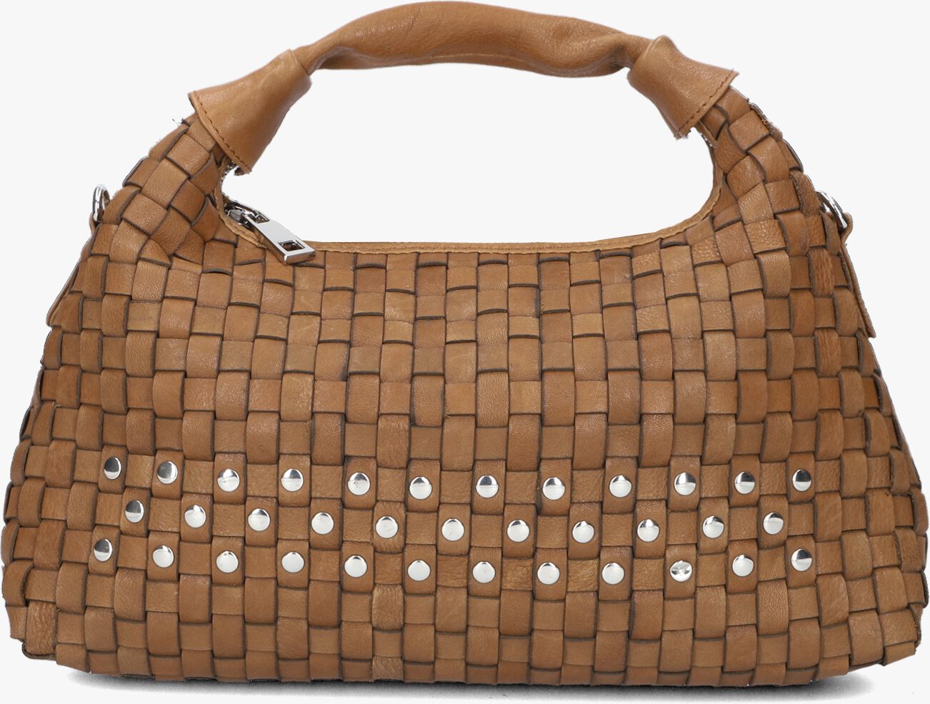 Bruine NÚNOO Schoudertas DANDY BRAIDED RIVET | Omoda
