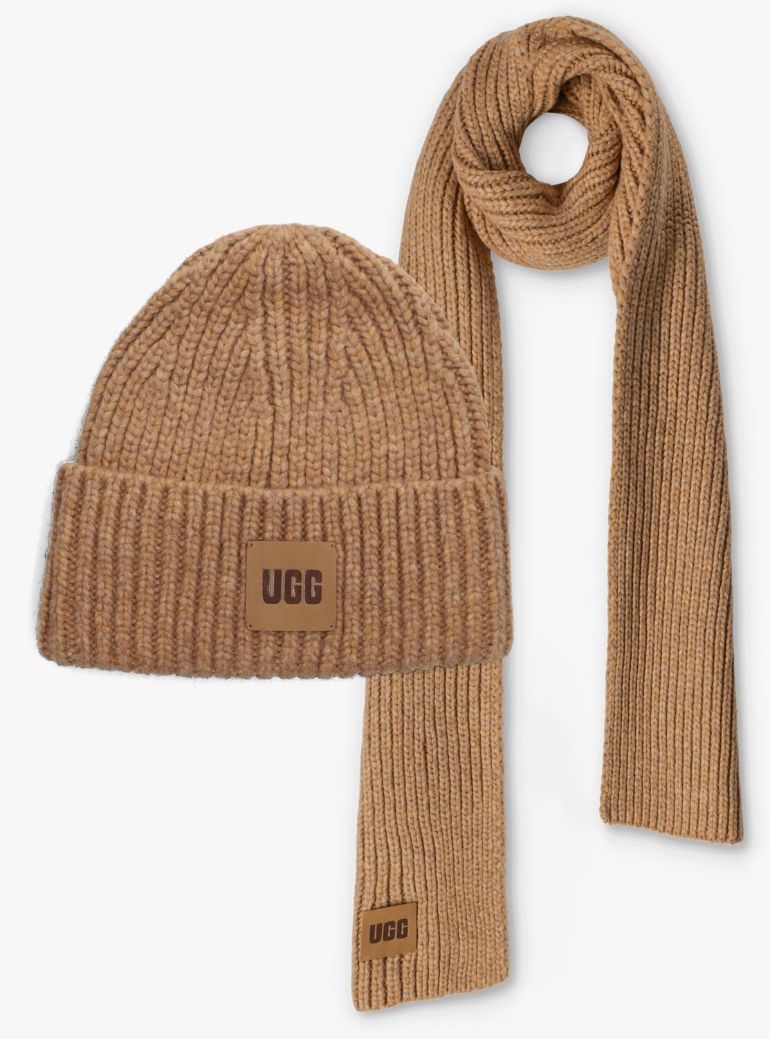 Camel UGG Muts CHUNKY RIB KNIT SET | Omoda