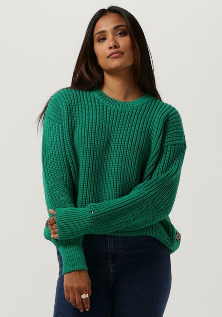 Groene TOMMY HILFIGER Trui ORG COTTON BUTTON C-NK SWEATER | Omoda