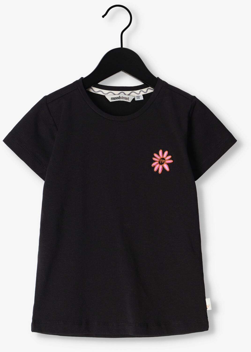 Zwarte MOODSTREET T-shirt T-SHIRT FLOWER EMBROIDERY | Omoda