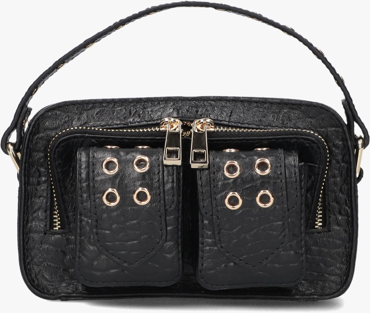 Zwarte NÚNOO Schoudertas HELENA EYELET | Omoda