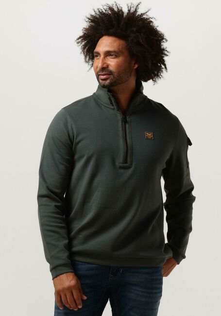 Groene PME LEGEND Trui HALF ZIP COLLAR INTERLOCK JERSEY | Omoda