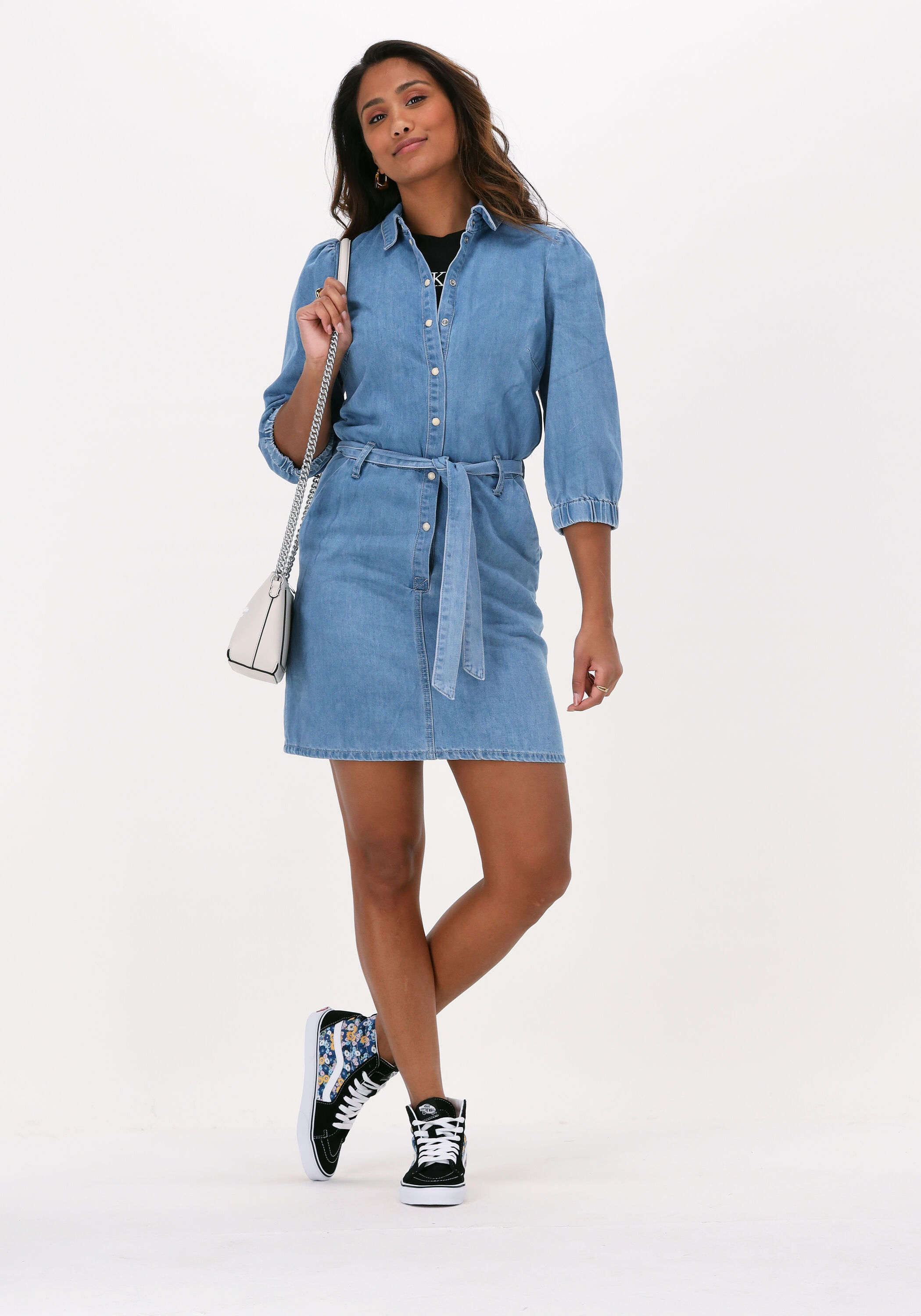 Lichtblauwe OBJECT Mini jurk NORMA DENIM DRESS | Omoda
