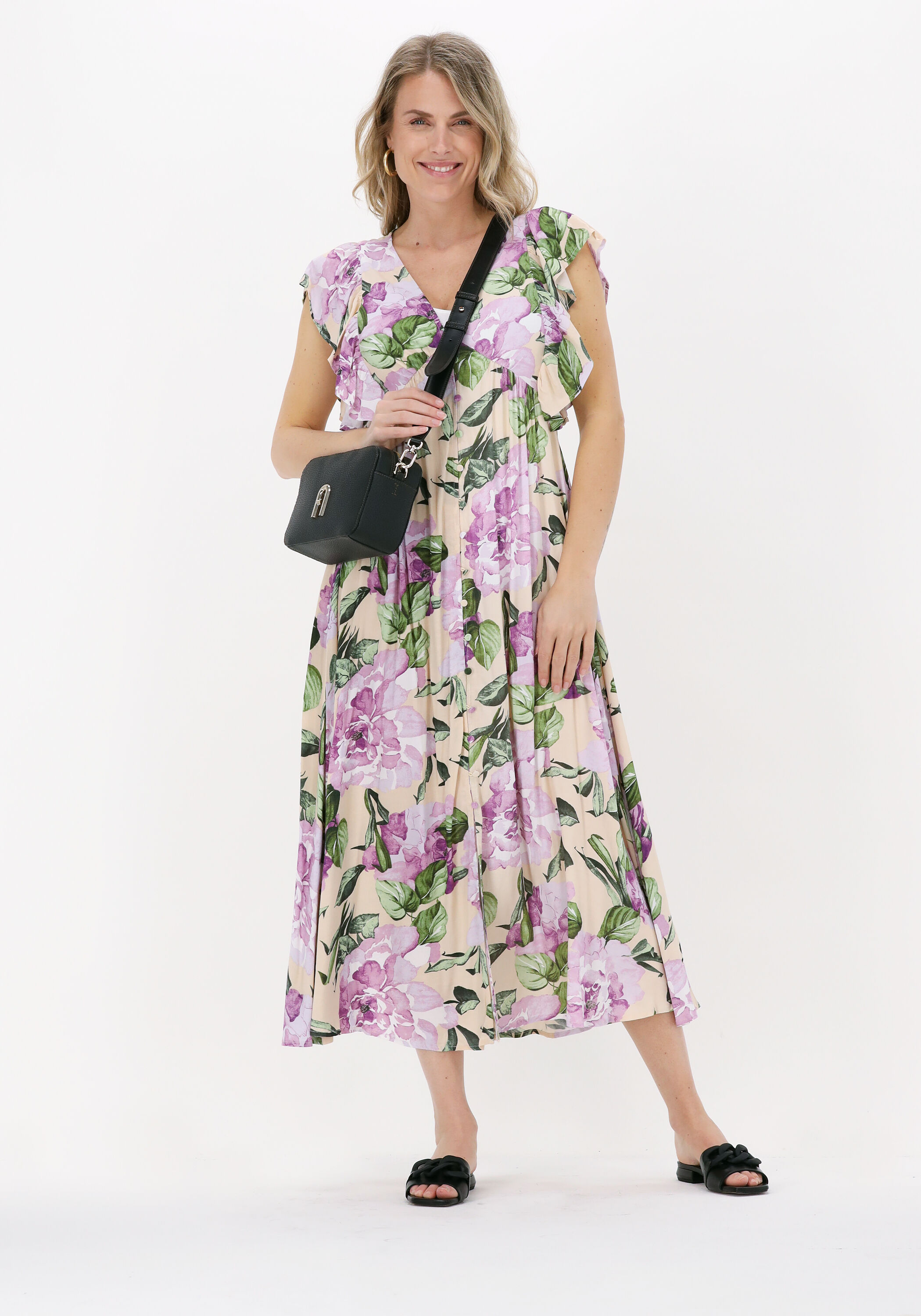 Paarse Y.A.S. Maxi jurk YASEVA SL ANKLE DRESS | Omoda