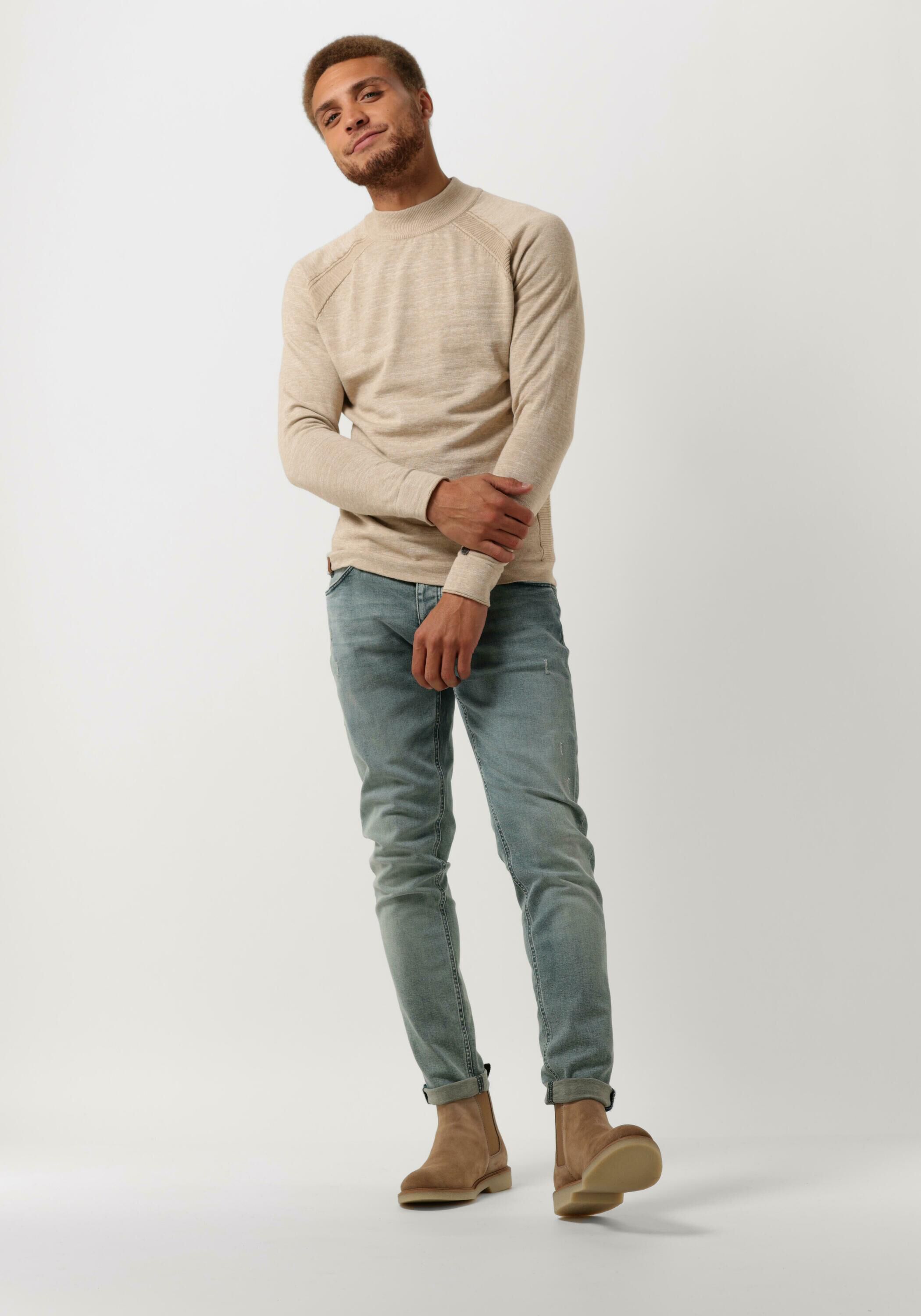 Beige CAST IRON Trui MOCK NECK COTTON HEATHER PLATED | Omoda