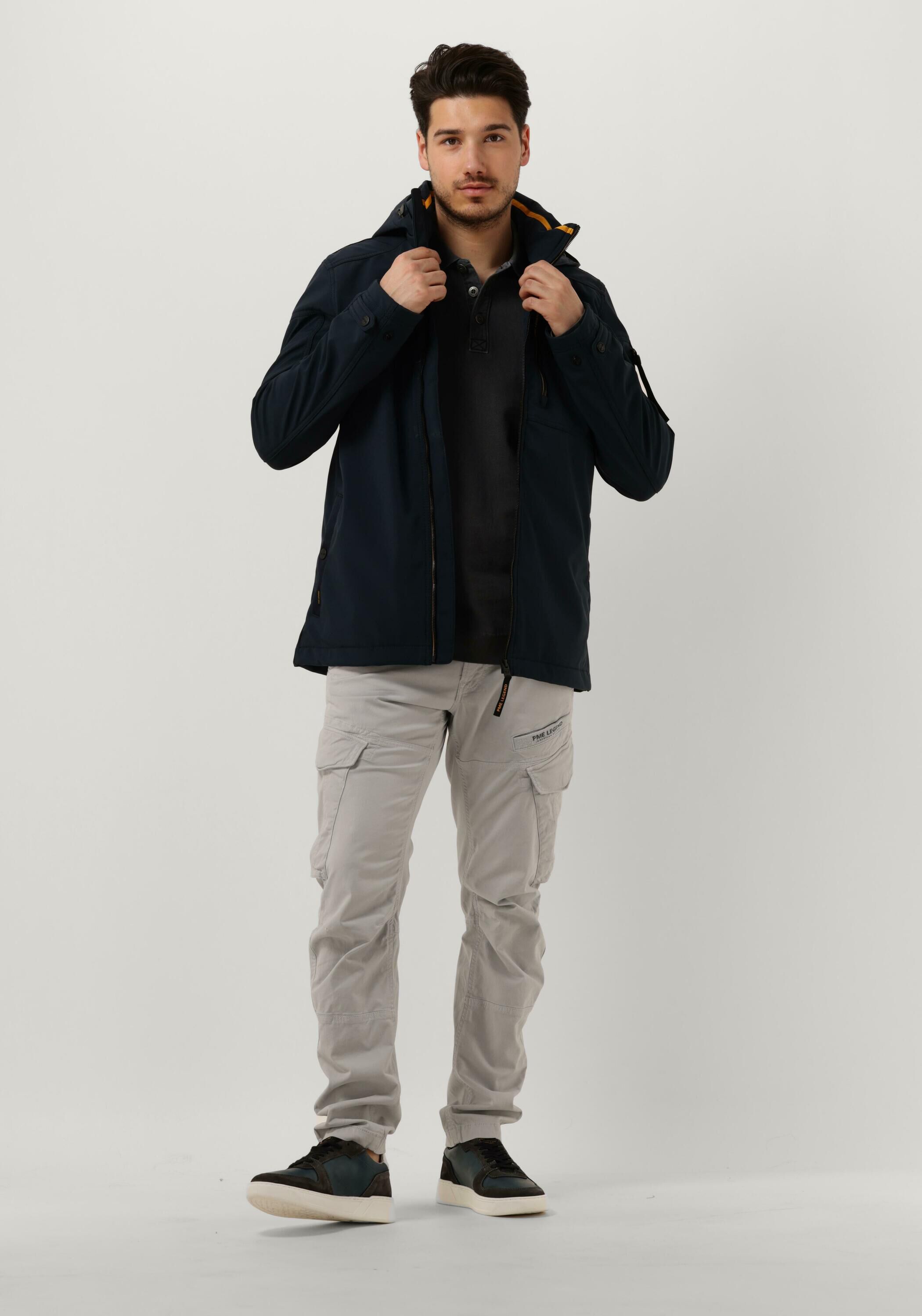 Donkerblauwe PME LEGEND Jack SEMI LONG JACKET SUCCESSOR 2.0 SOFT SHELL ...