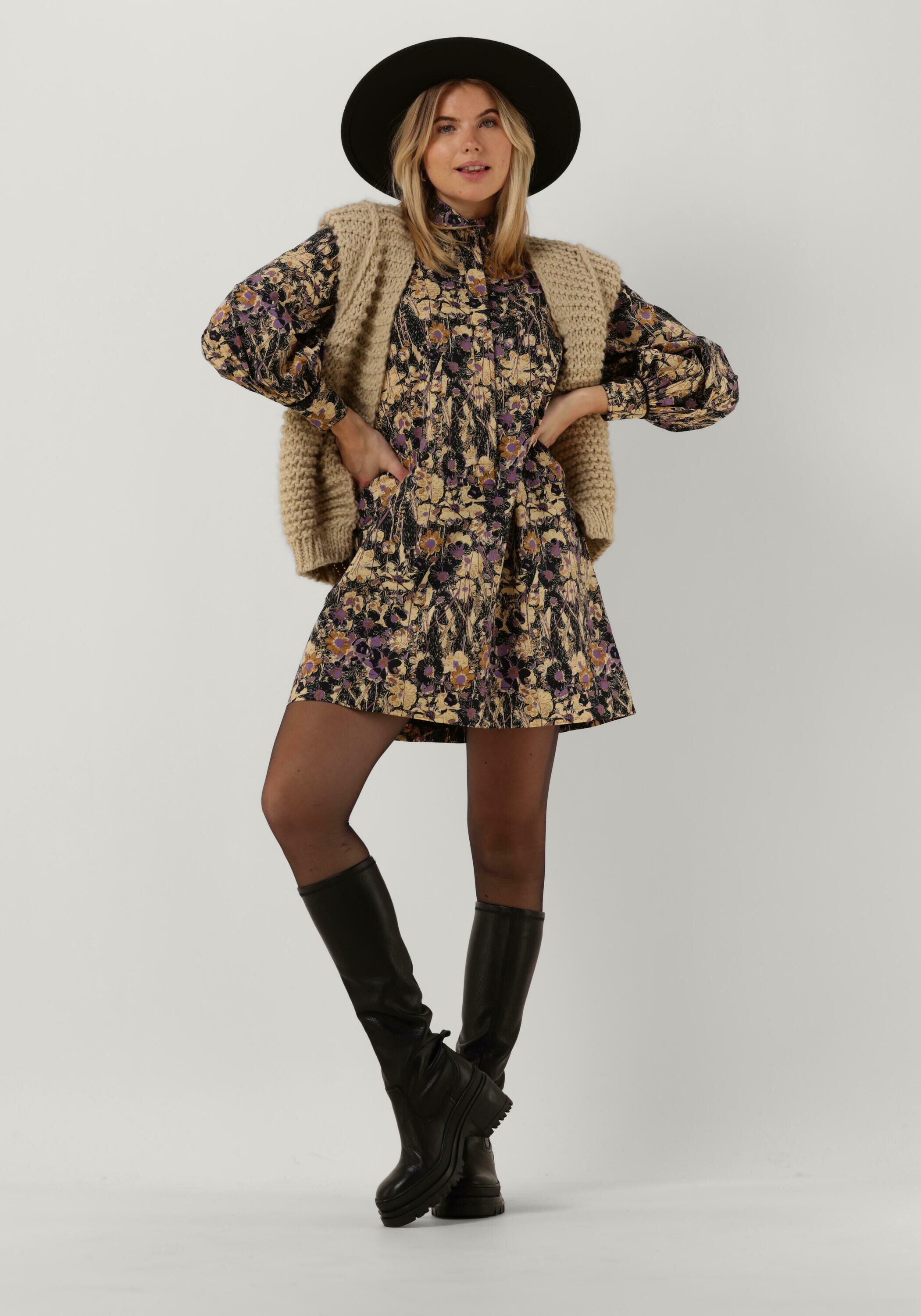 Zwarte SECOND FEMALE Mini jurk BOTANY TUNIC DRESS | Omoda