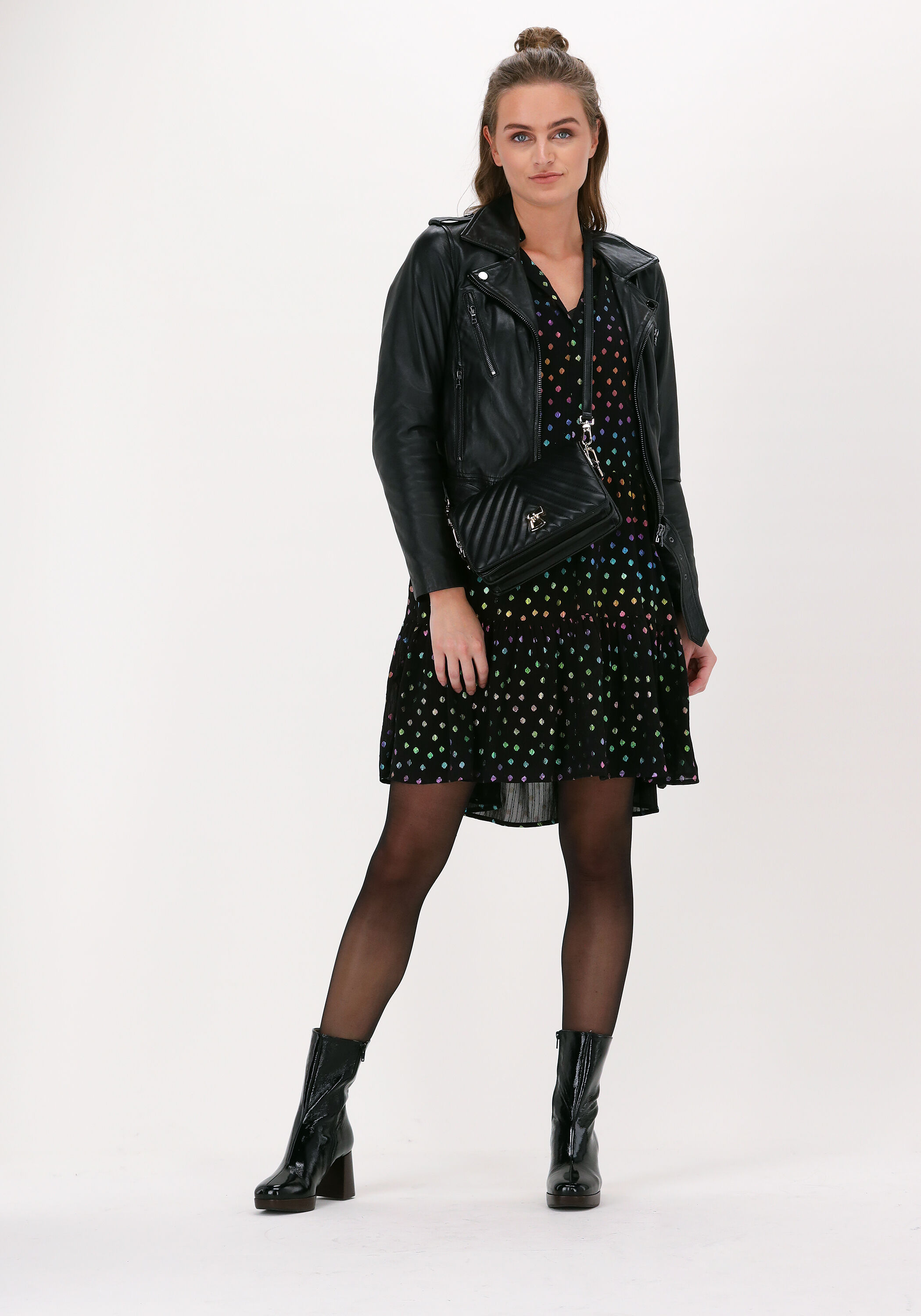 Zwarte GOOSECRAFT Leren jas BIKER128 | Omoda