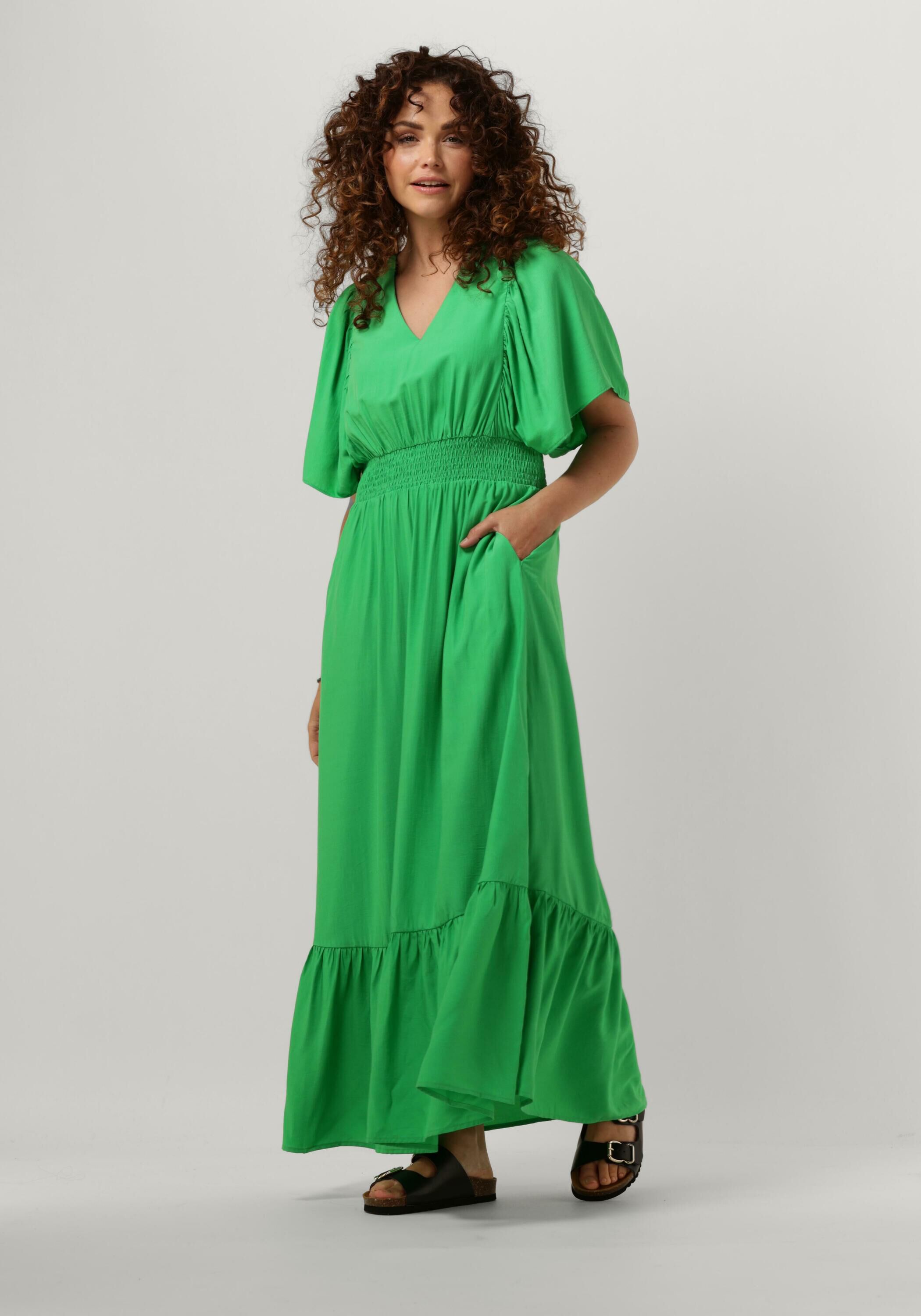 Groene CO'COUTURE Maxi jurk SAMIA SUN SMOCK DRESS | Omoda