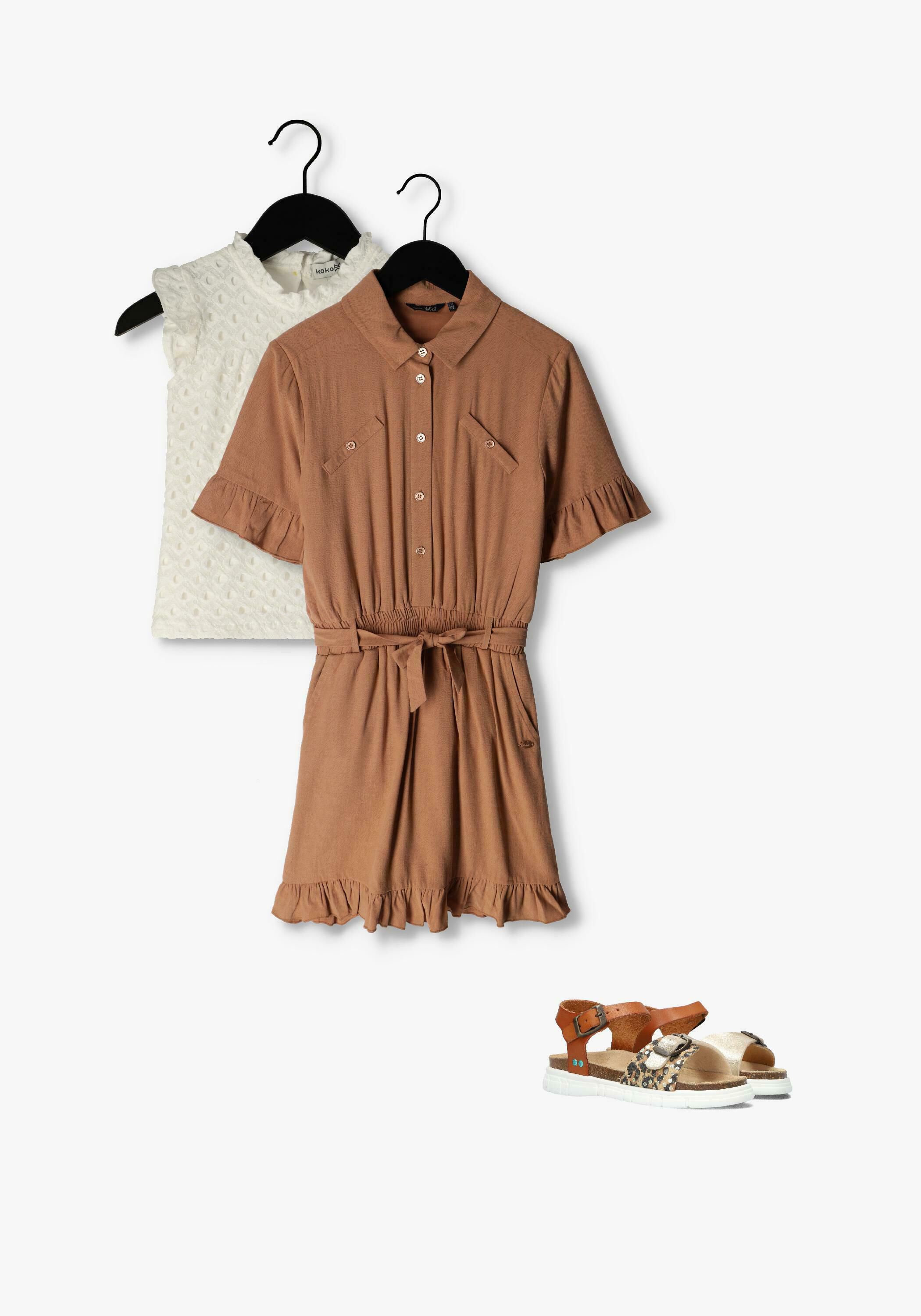 Bruine NOBELL Mini jurk MADUA SHIRT DRESS | Omoda