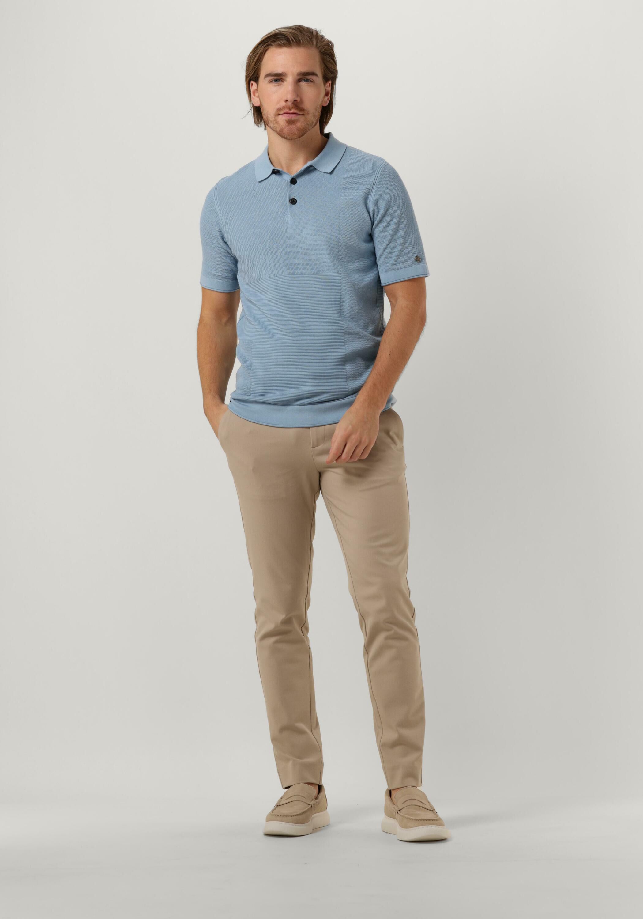 Lichtblauwe CAST IRON Polo SHORT SLEEVE POLO COTTON MODAL | Omoda