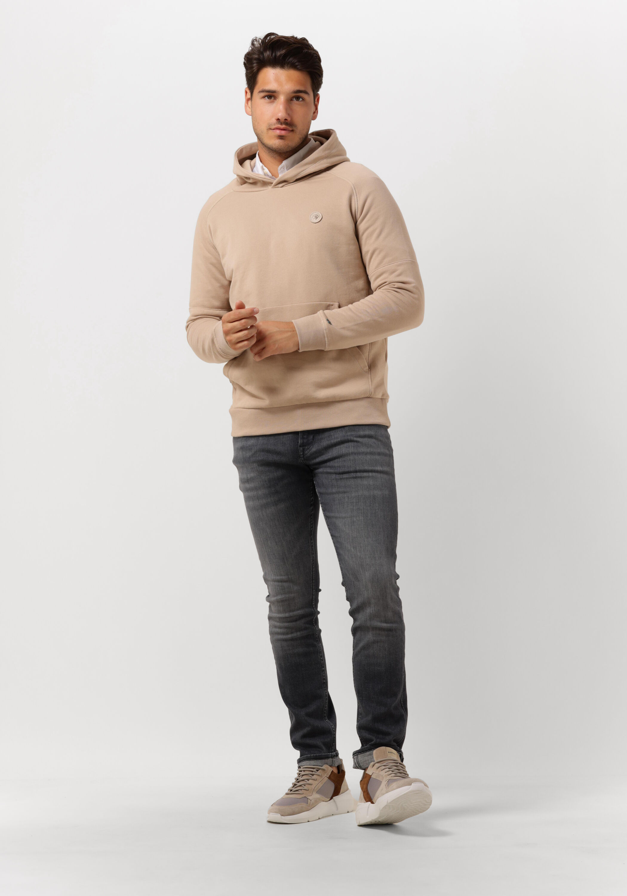 Beige CAST IRON Sweater HOODED REGULAR FIT COTTON BLEND | Omoda