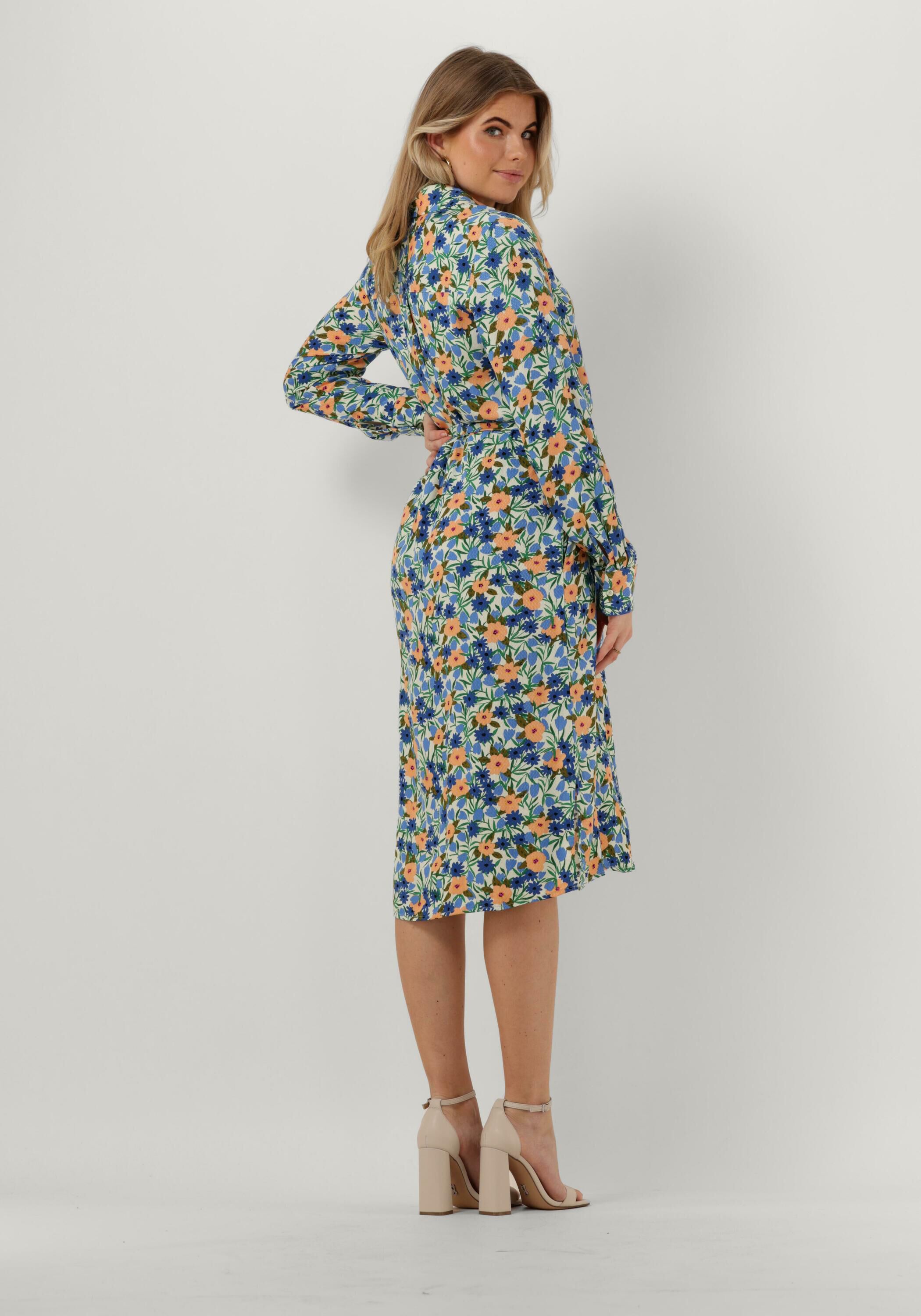 Blauwe OBJECT Midi jurk JHIROMI L/S SHIRT DRESS 126 | Omoda