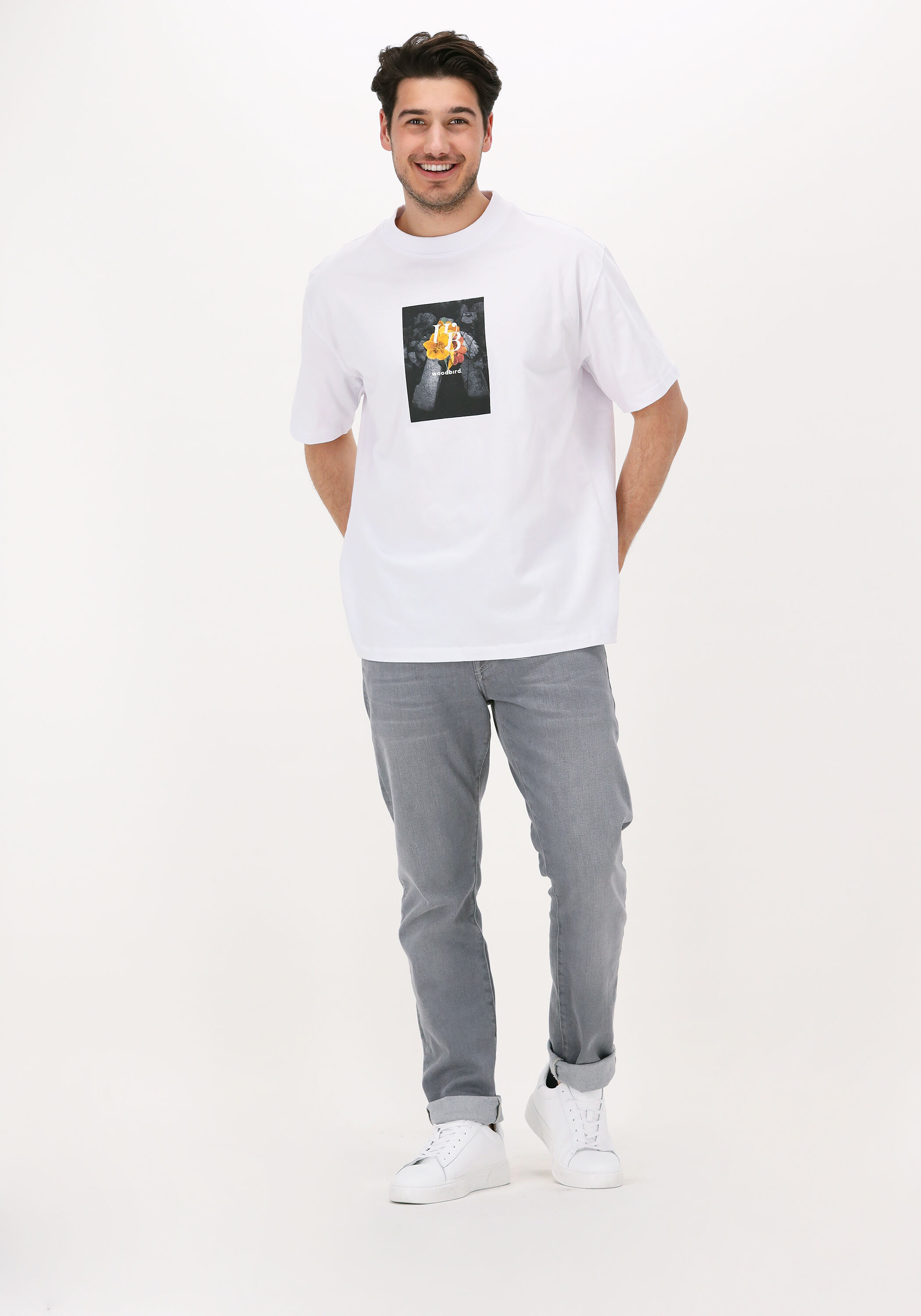 Witte WOODBIRD T-shirt BOSE FLOWLAND TEE | Omoda