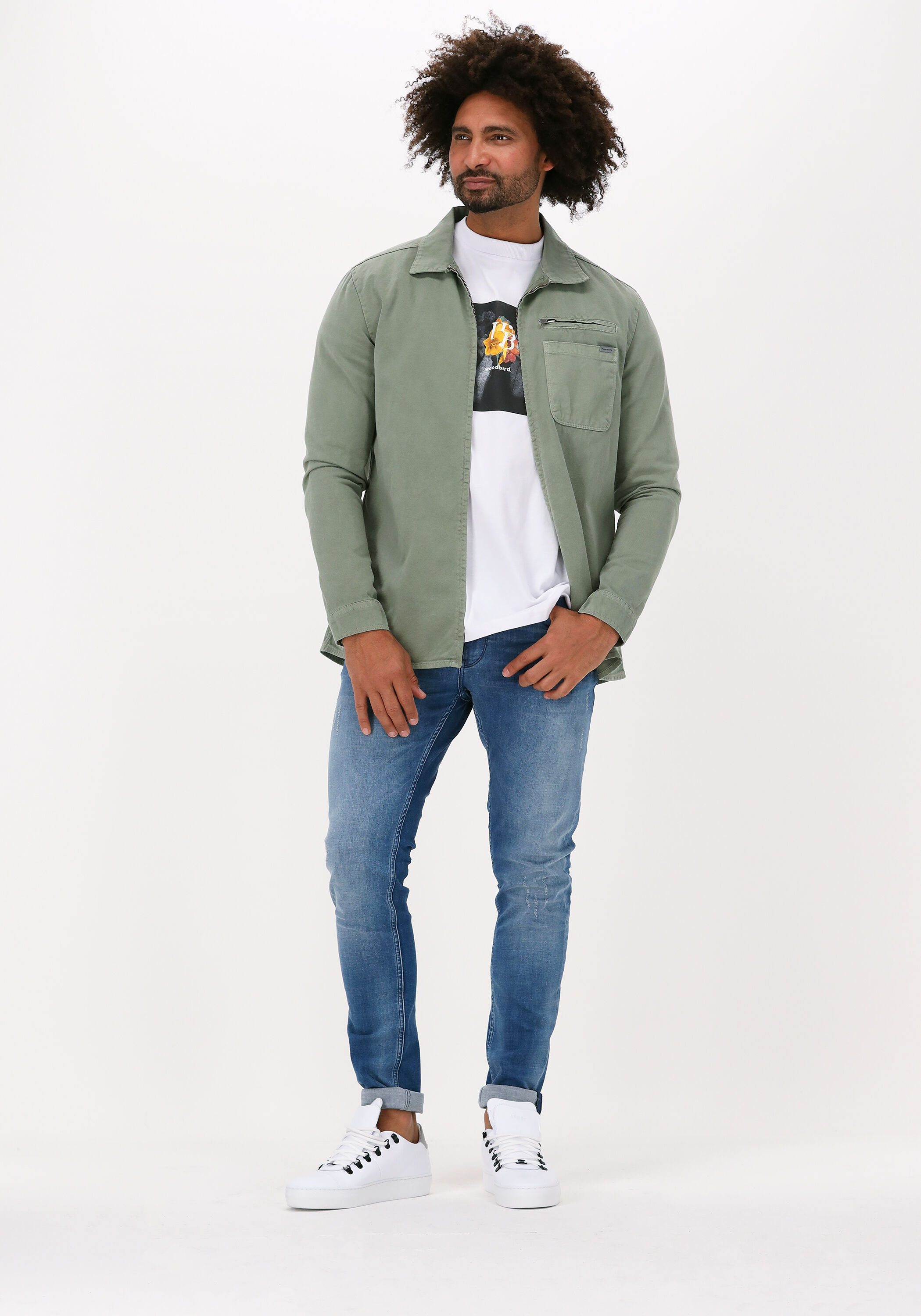 Witte WOODBIRD T-shirt BOSE FLOWLAND TEE | Omoda