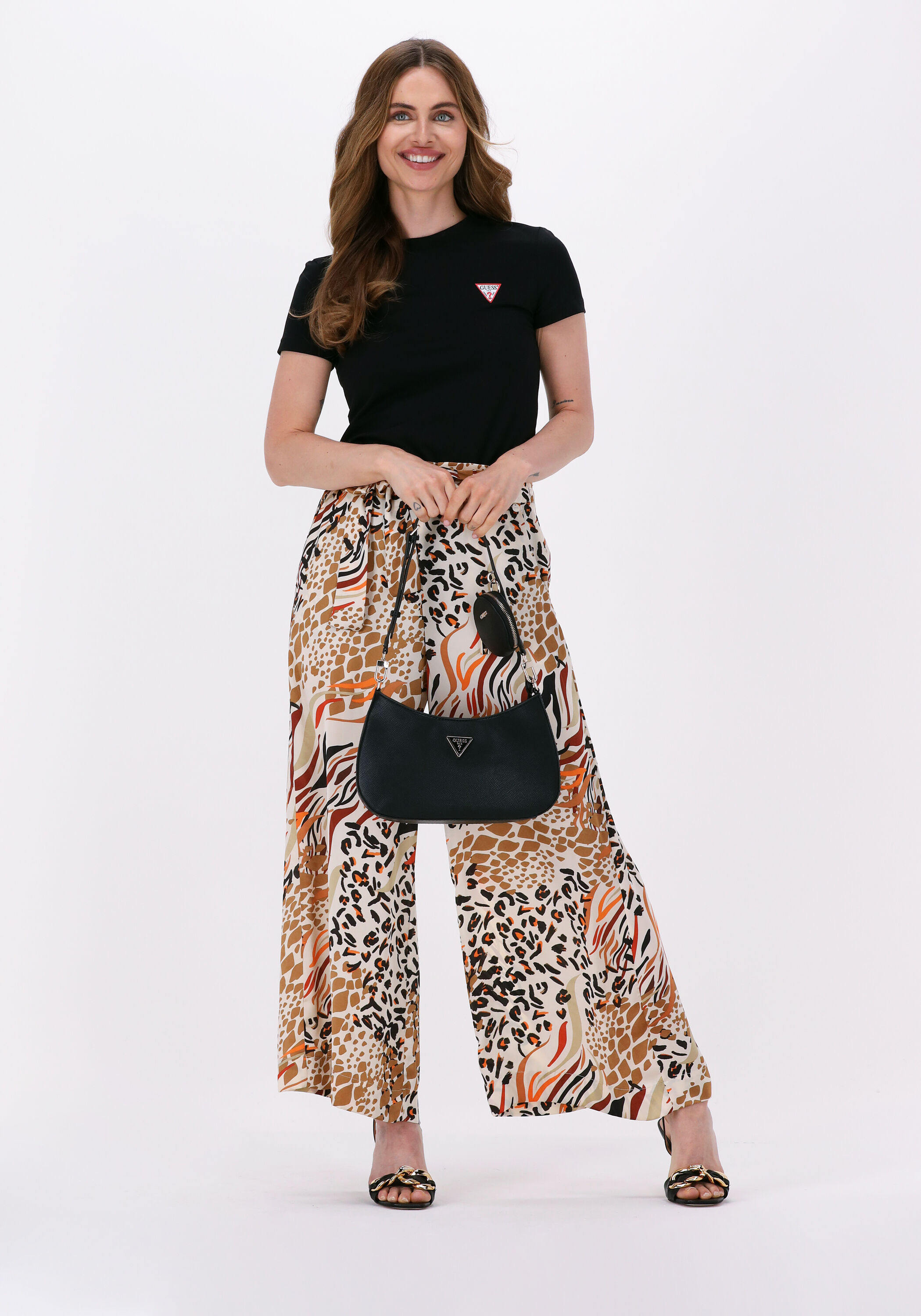 Zwarte GUESS Handtas ALEXIE TOP ZIP SHOULDER BAG | Omoda