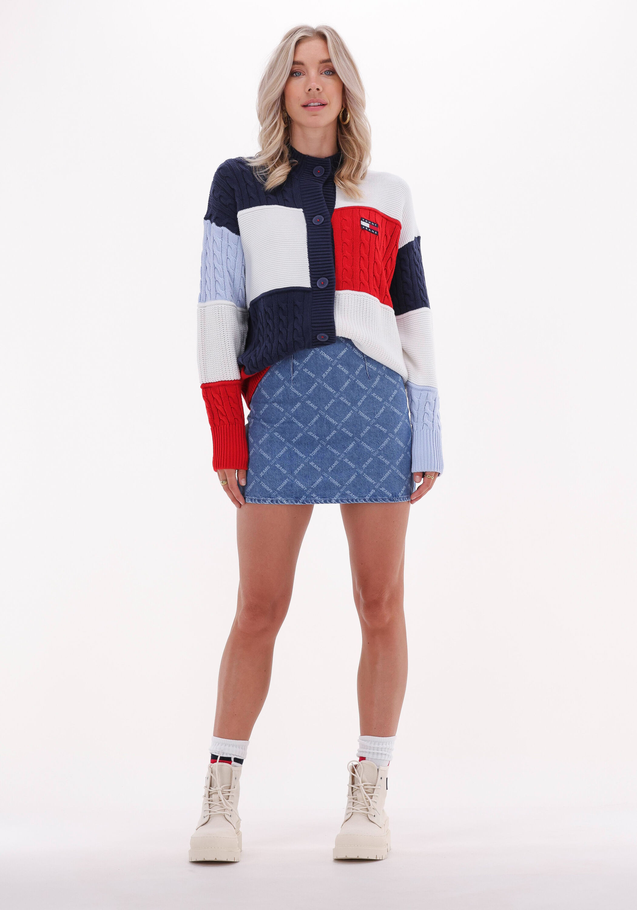 Blauwe TOMMY JEANS Minirok TJW DENIM MONOGRAM MINI SKIRT | Omoda