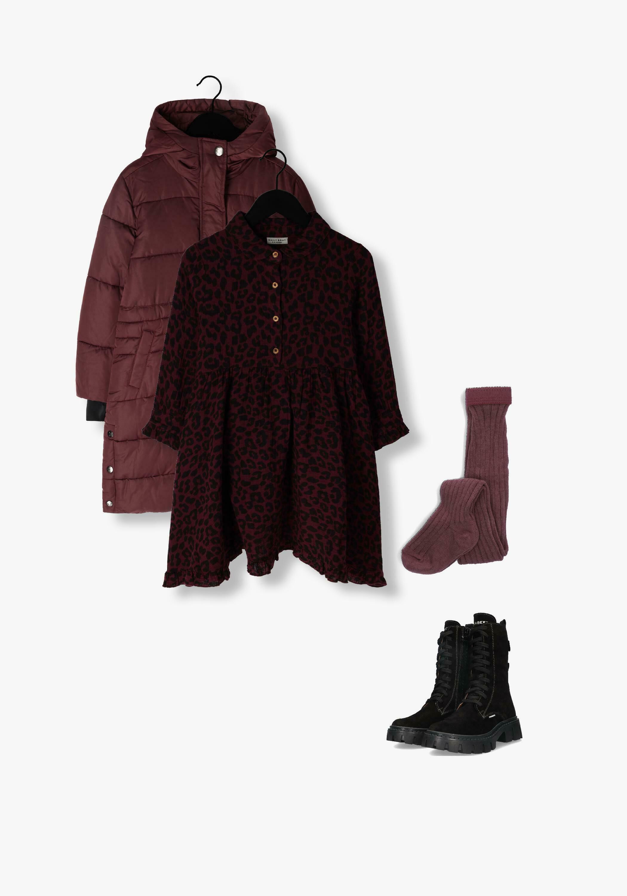 Bordeaux LIKE FLO Gewatteerde jas FLO GIRLS MAXI HOODED JACKET | Omoda