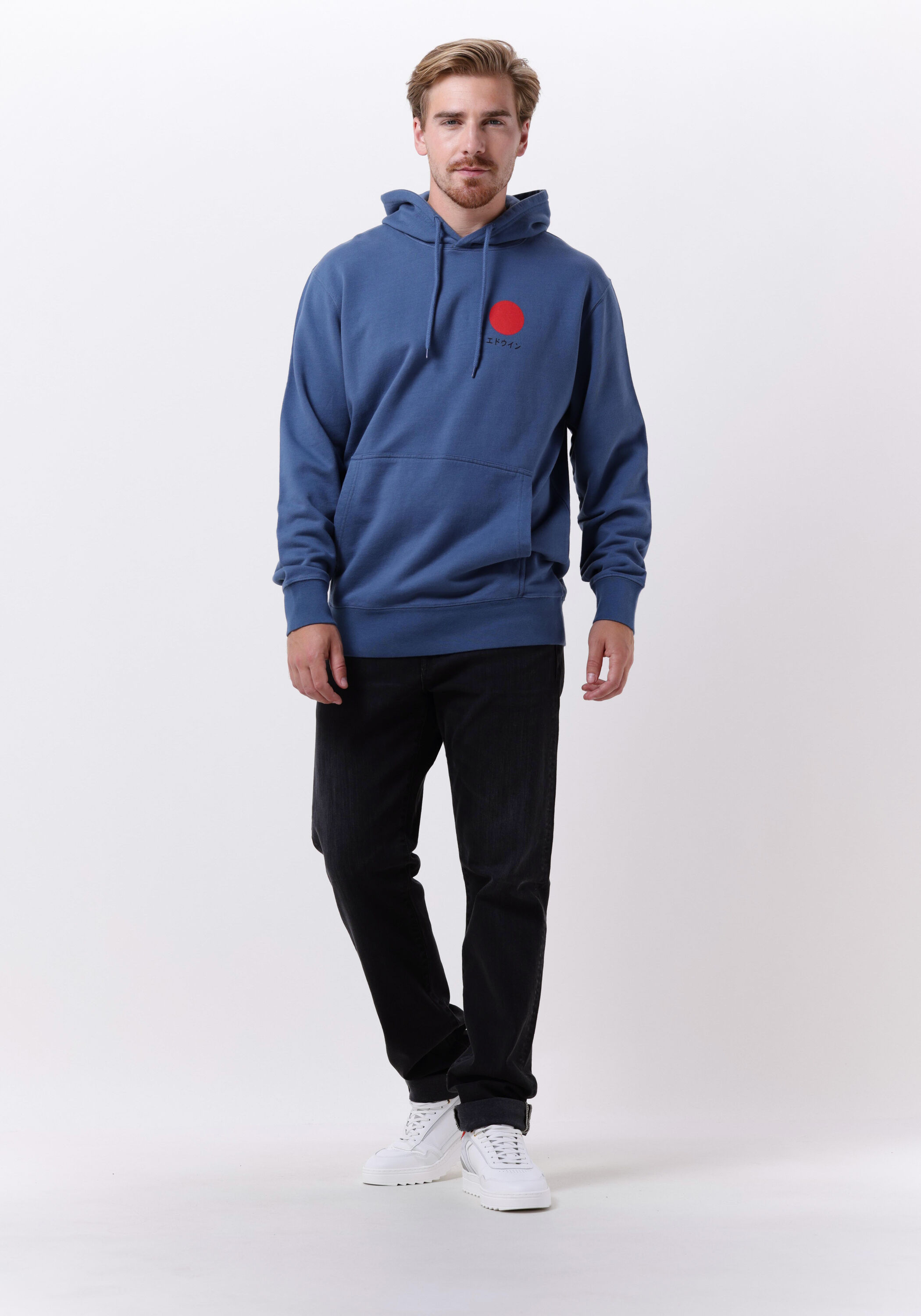 Blauwe EDWIN Sweater JAPANESE SUN HOODIE SWEAT HEAVY FELPA | Omoda