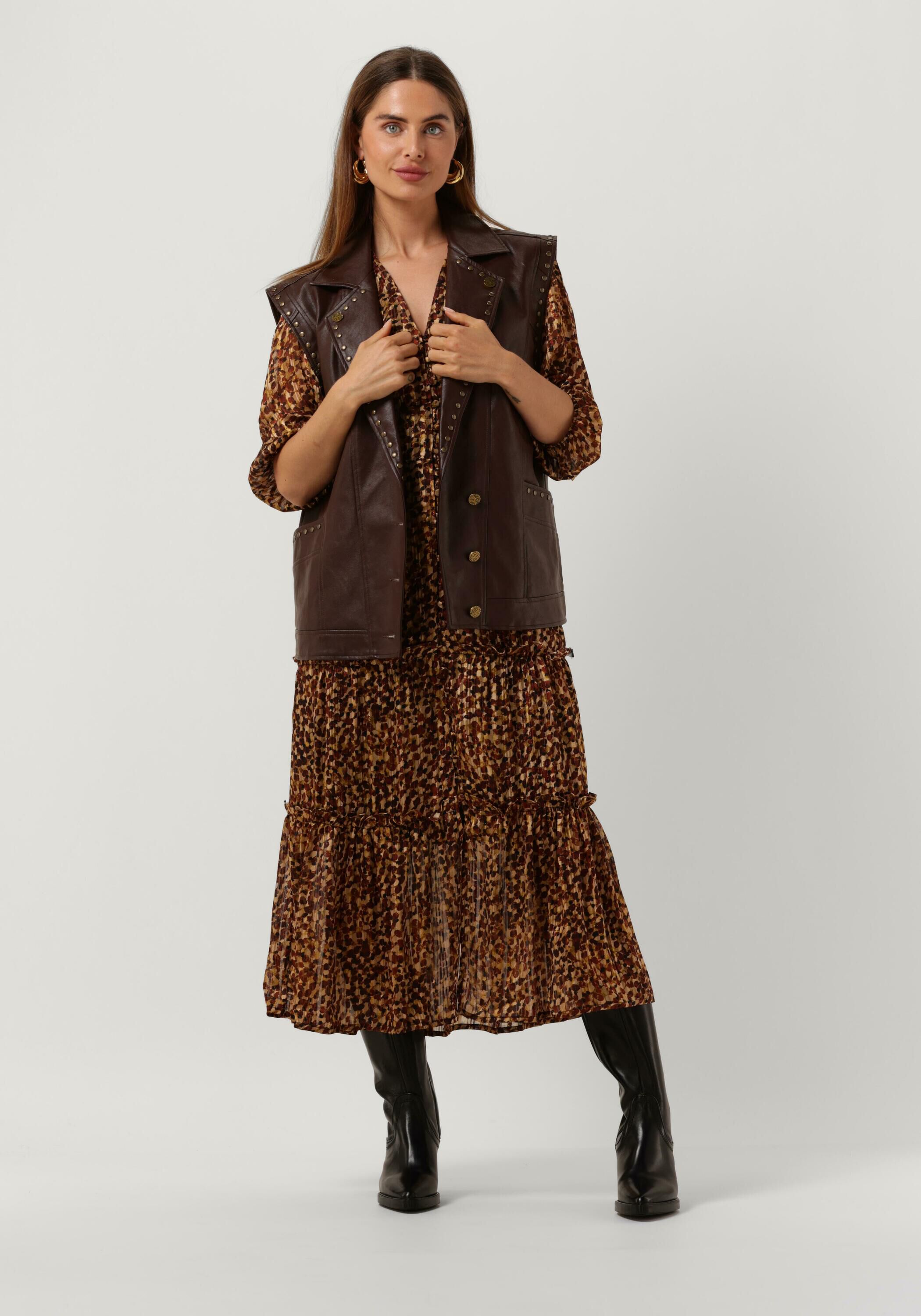 Bruine SECOND FEMALE Maxi jurk NUTMEG DRESS | Omoda