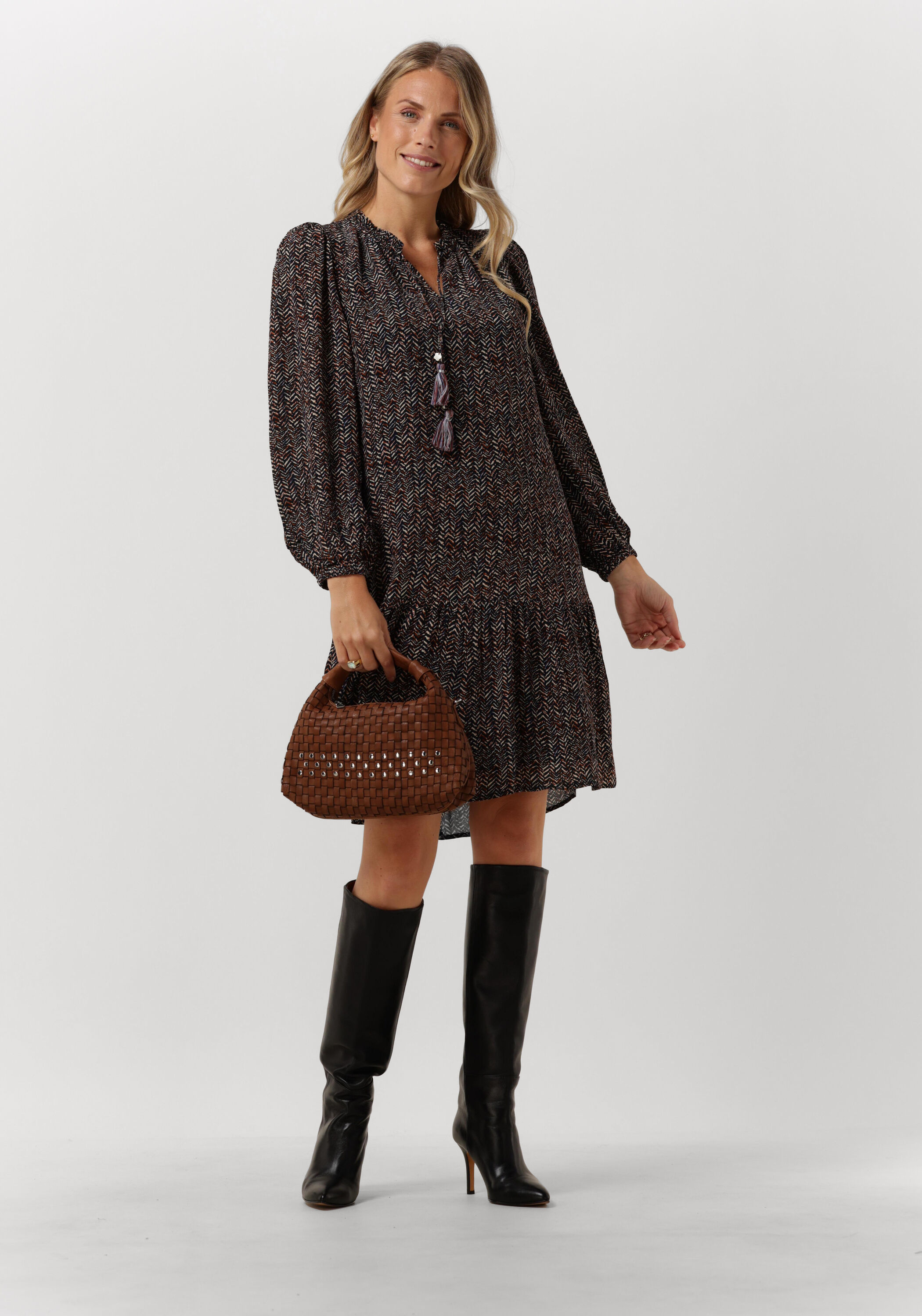 Bruine MOLIIN Midi jurk RIA | Omoda