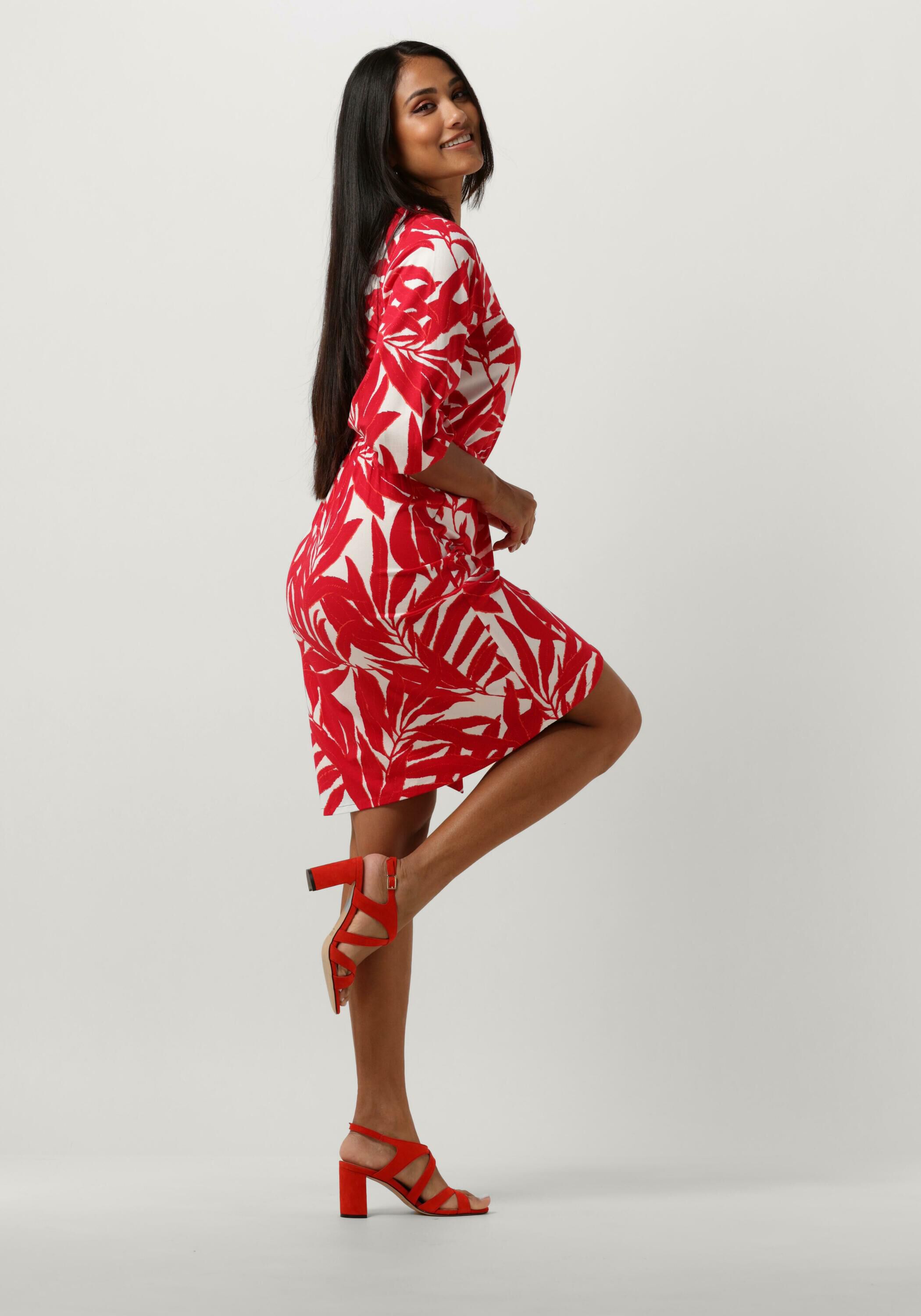 Rode JANSEN AMSTERDAM Mini jurk VL506 JERSEY PRINT WRAP DRESS 3/4 ...