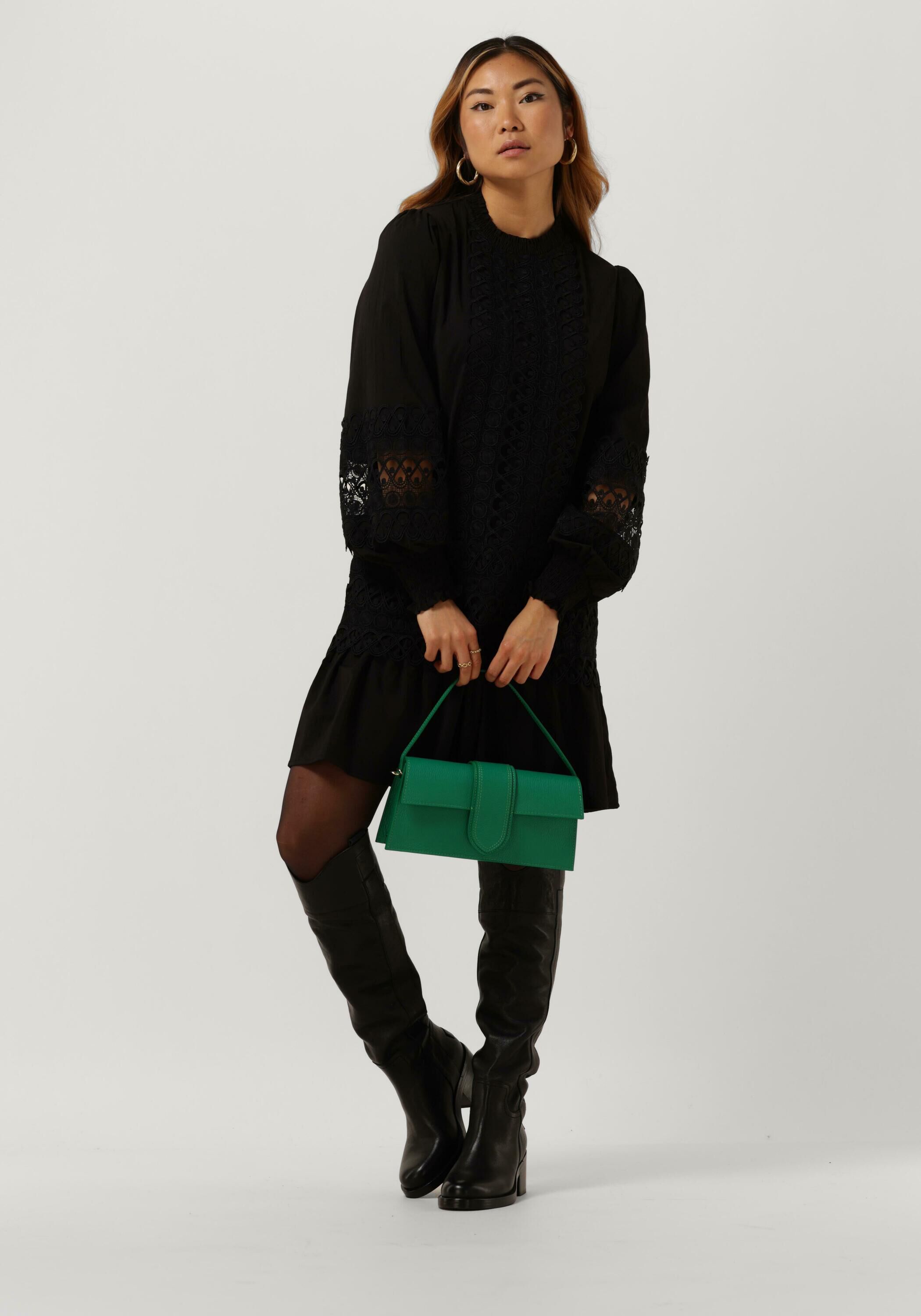 Zwarte NEO NOIR Mini jurk KATJA EMBROIDERY DRESS | Omoda
