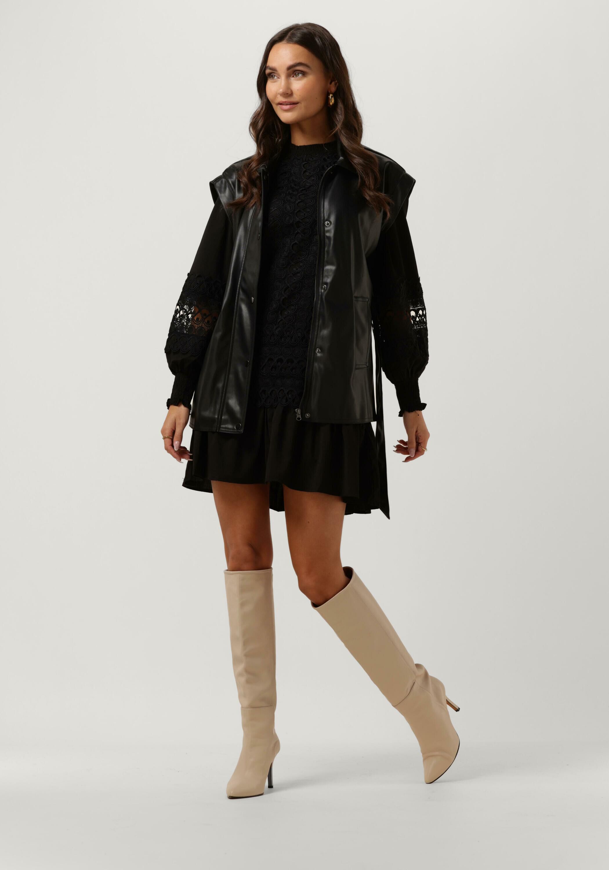 Zwarte NEO NOIR Mini jurk KATJA EMBROIDERY DRESS | Omoda