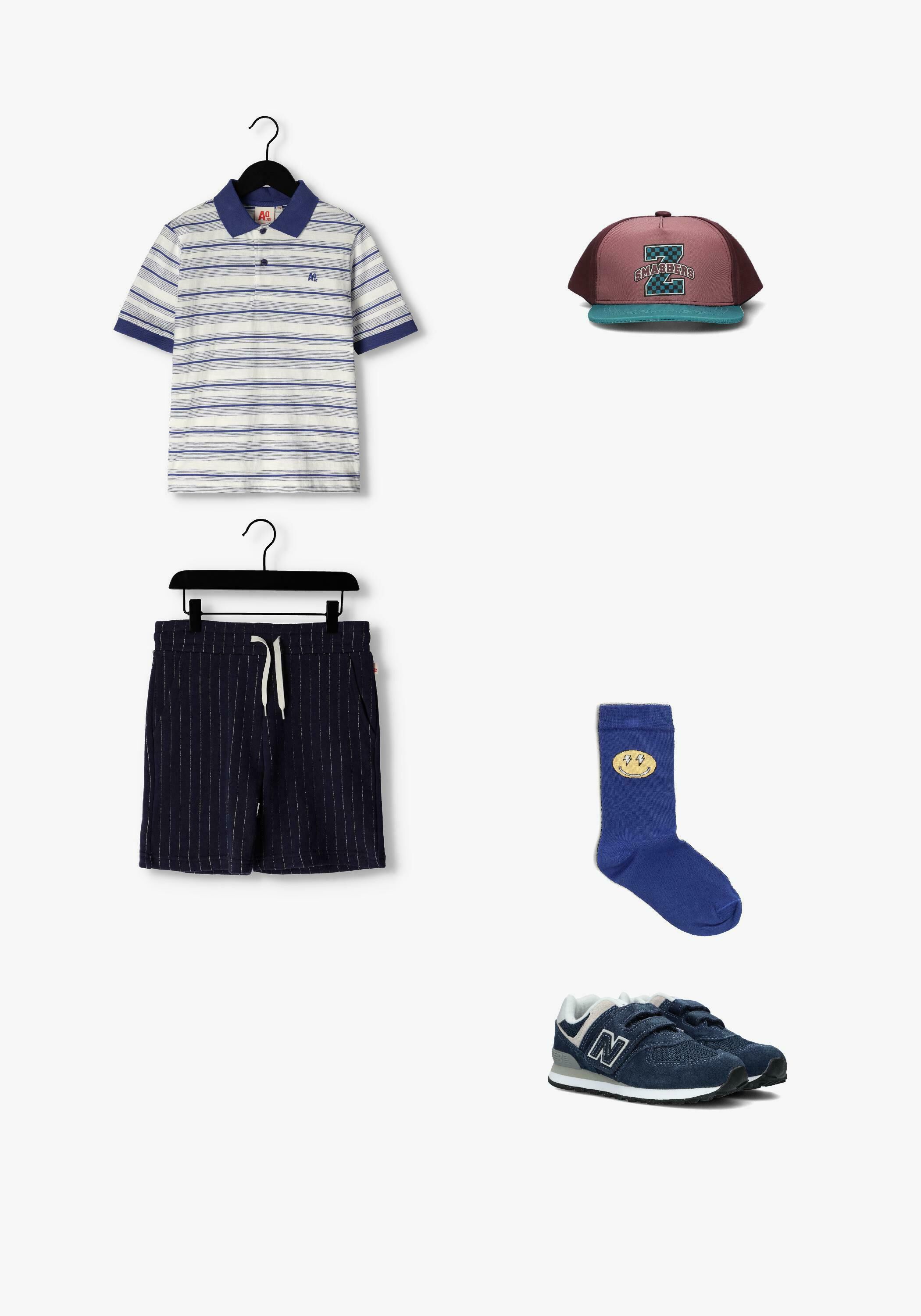 Donkerblauwe AO76 Korte broek ELLIOT STRIPED SHORTS | Omoda