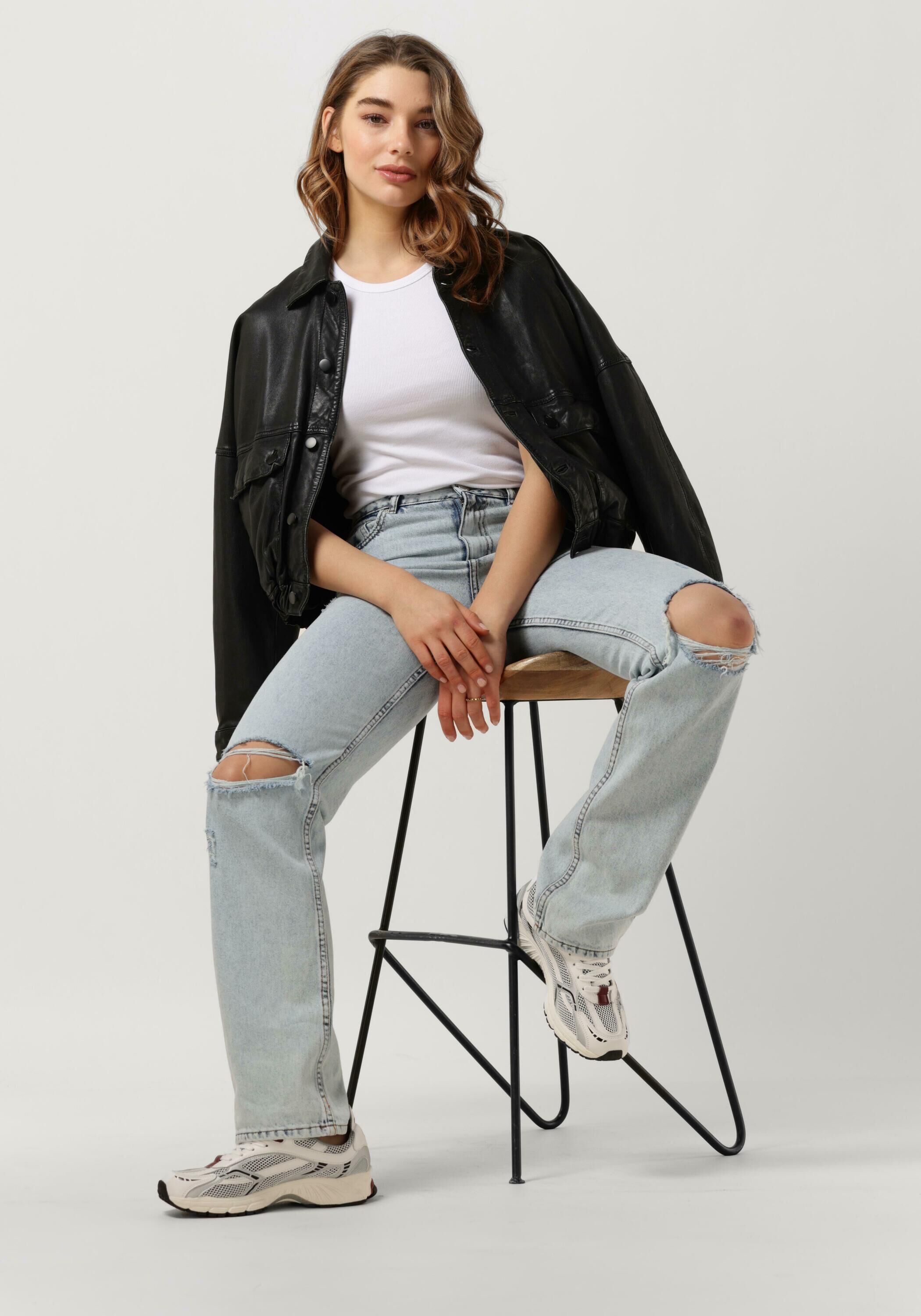 Zwarte GOOSECRAFT Leren jas GC DAISIES JACKET | Omoda