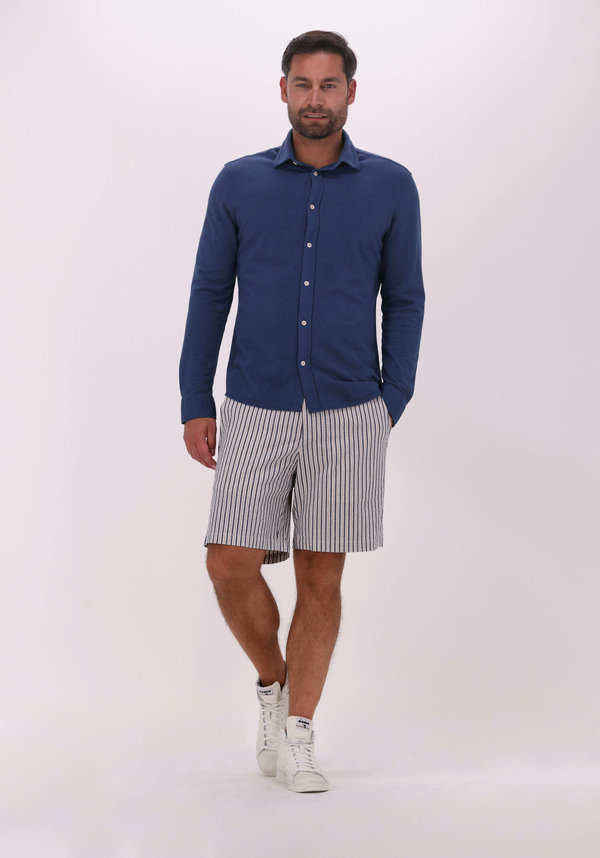 Donkerblauwe THE GOODPEOPLE Casual overhemd STRONG | Omoda