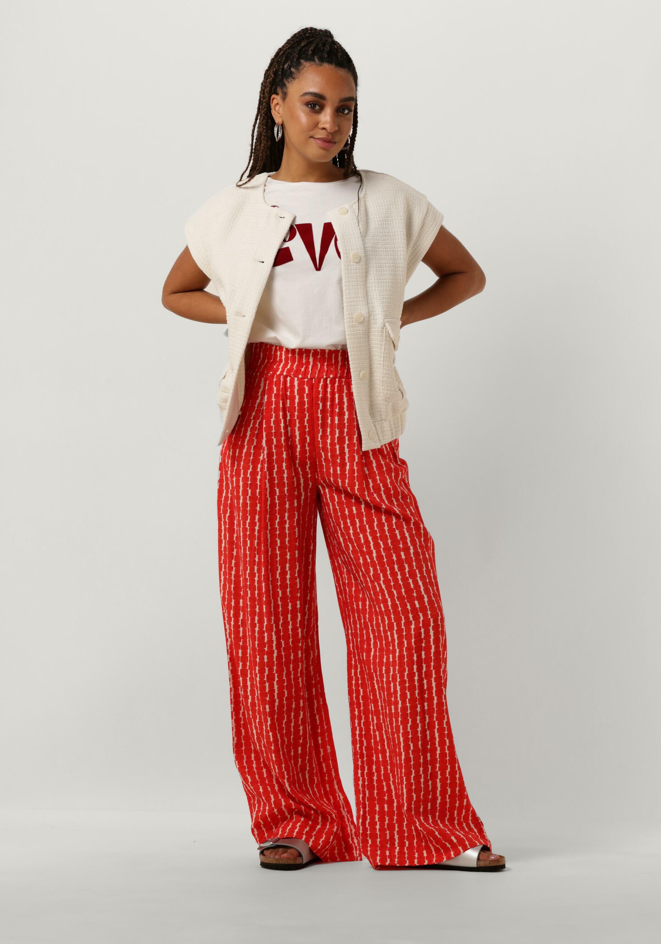 Rode BY-BAR Wijde broek BENJI RED GROOVE PANT | Omoda