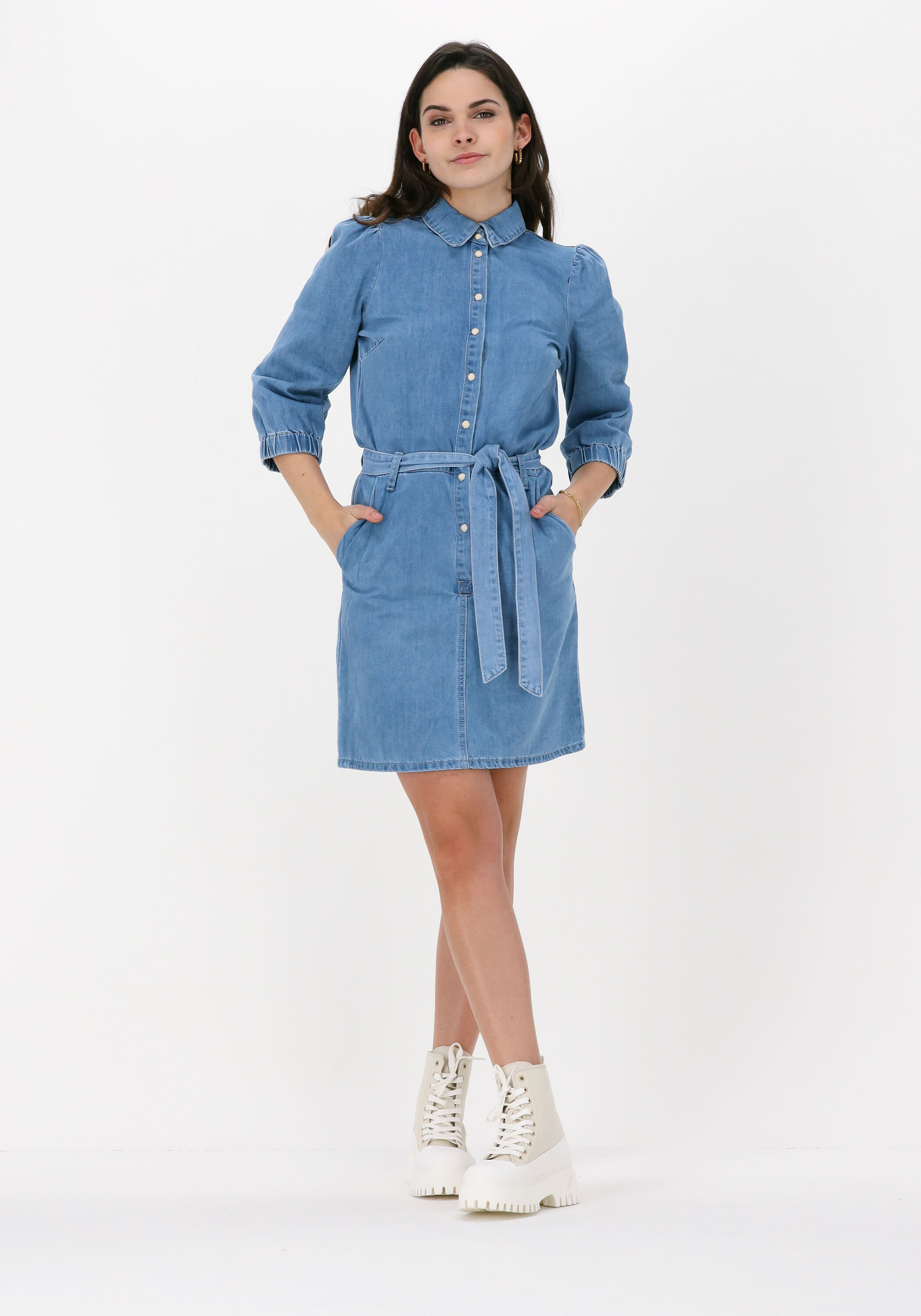 Lichtblauwe OBJECT Mini jurk NORMA DENIM DRESS | Omoda
