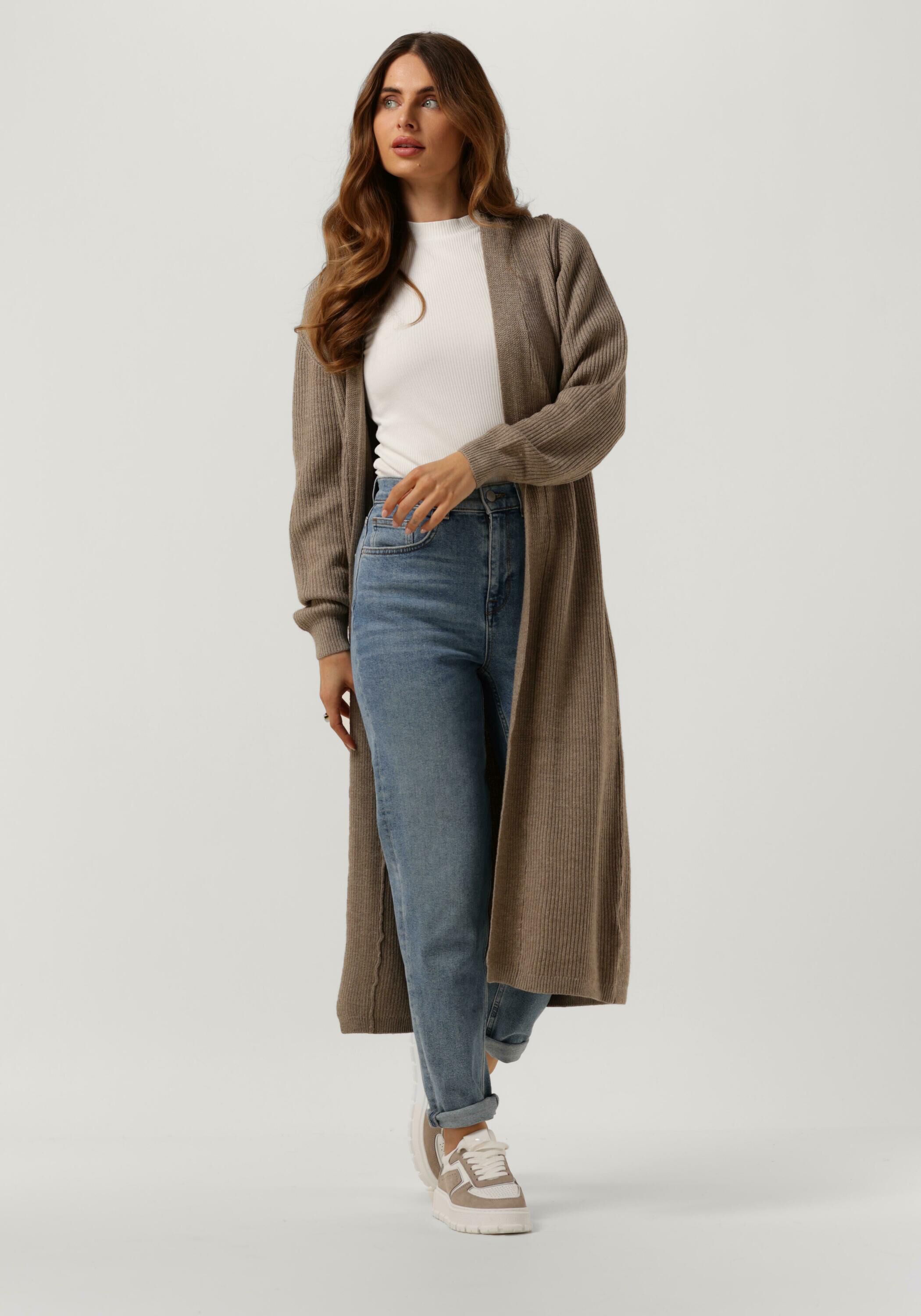Bruine OBJECT Vest MALENA L/S KNIT LONG CARDIGAN | Omoda