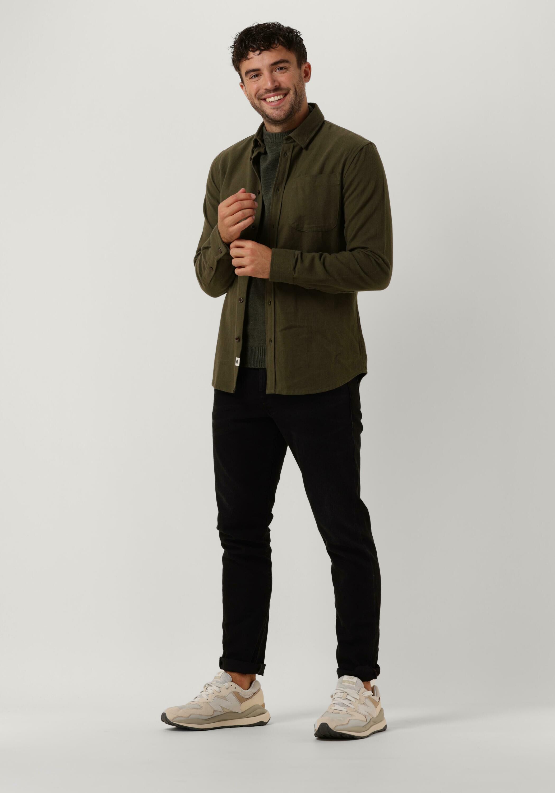 Donkergroene ANERKJENDT Casual overhemd AKLEIF 2 TONE MELANGE | Omoda