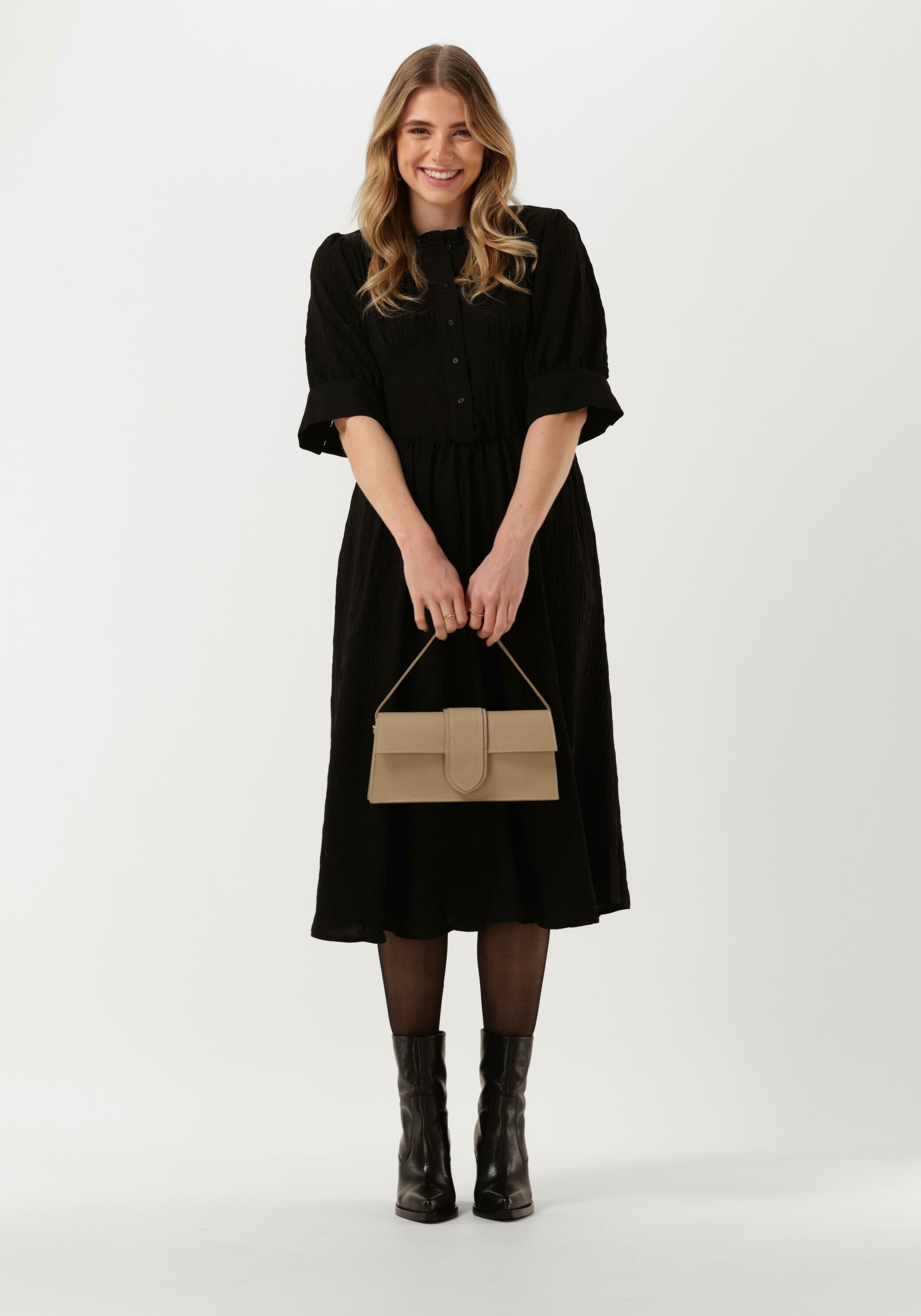 Zwarte LOLLYS LAUNDRY Midi jurk BOSTON DRESS | Omoda