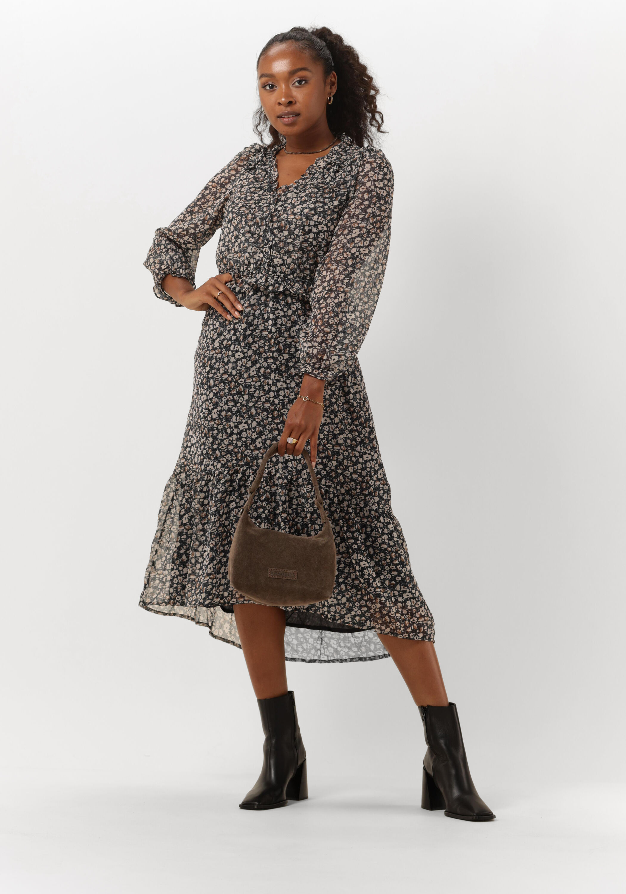 Bruine NEO NOIR Midi jurk SAIA FAIRY DRESS | Omoda